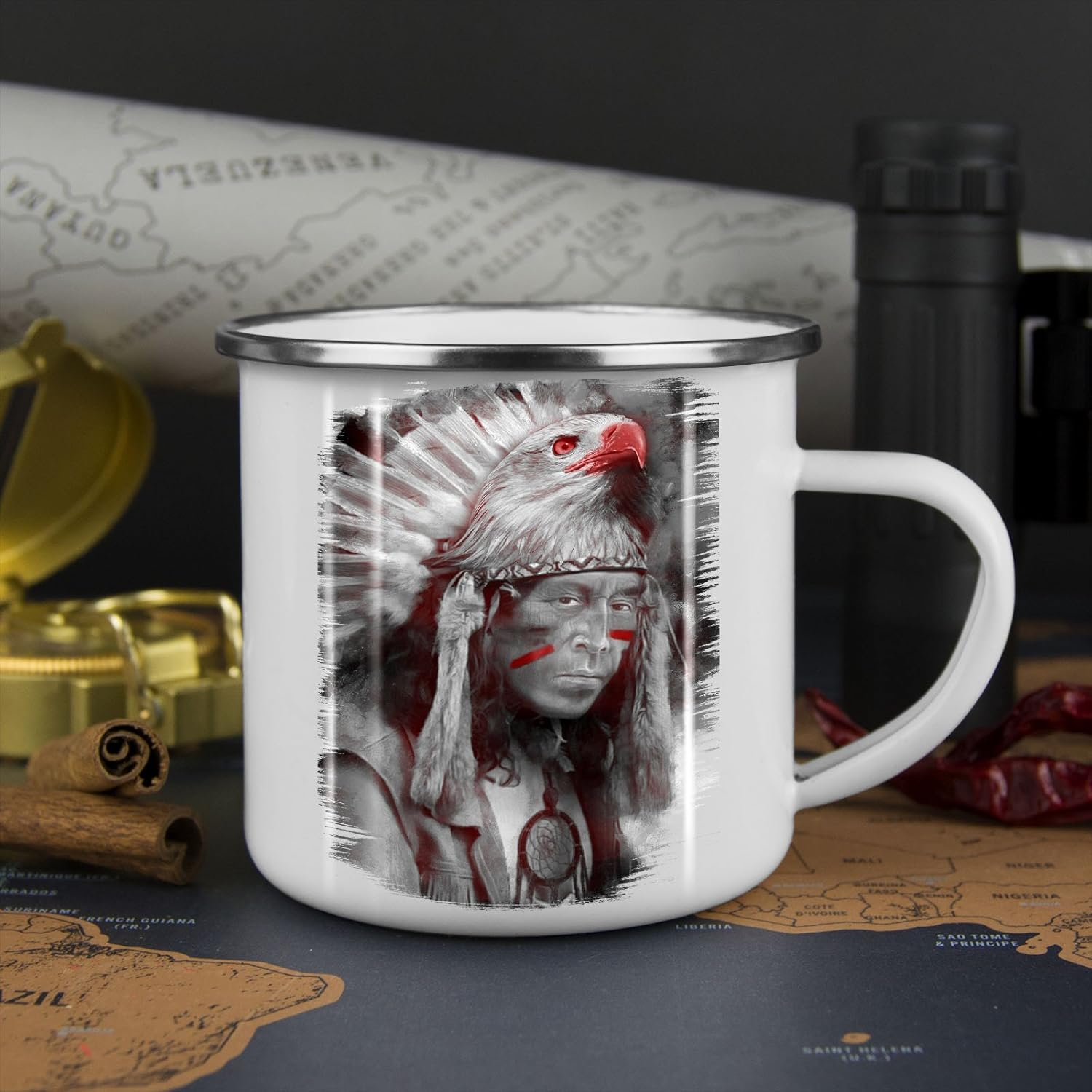 Amazon.com | Native American Fantasy Enamel Mug, Eagle Cup - Strong ...