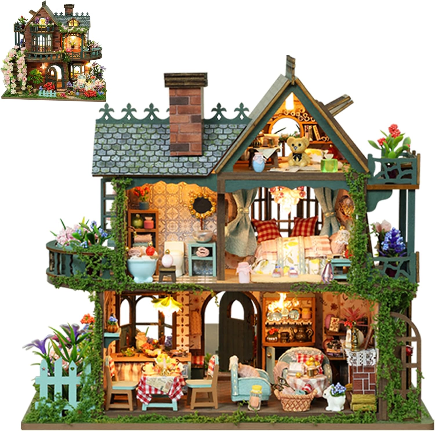 Amazon.com: Meideh DIY Miniature House Kit - Dollhouse Kit for Adults ...