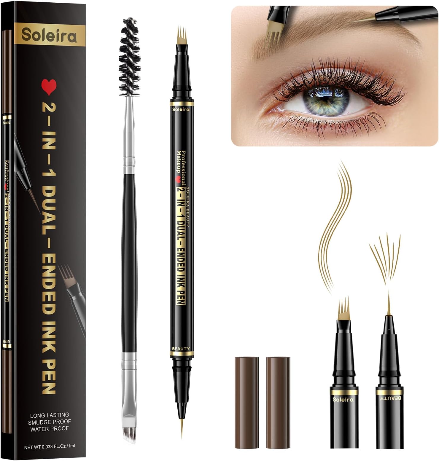 Amazon.com : Soleira Waterproof Eyebrow Pencil with 4 Tip Microblading ...