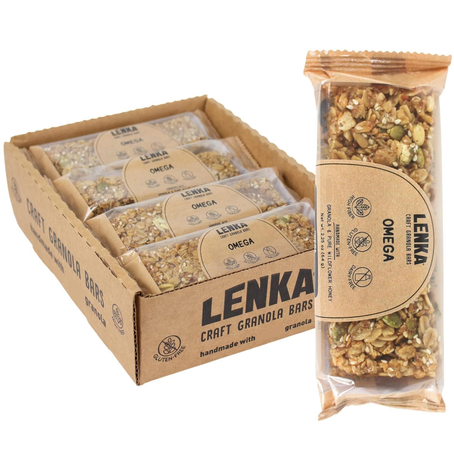 Amazon.com: LENKA Handmade Craft Granola Bars - Omega Gluten Free High ...