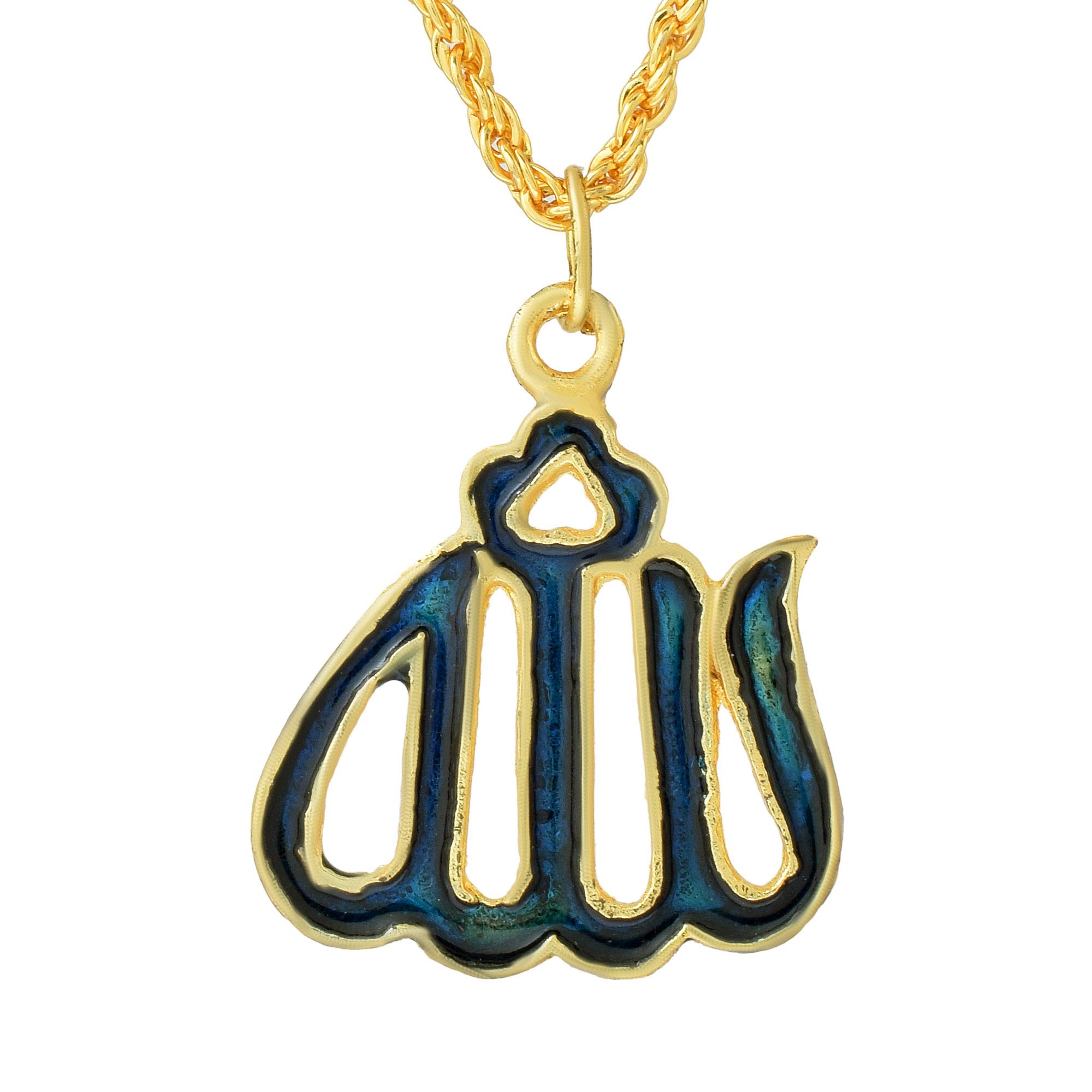 Gold Plated Blue Color Islam Muslim Allah Name Arabic Religious ...