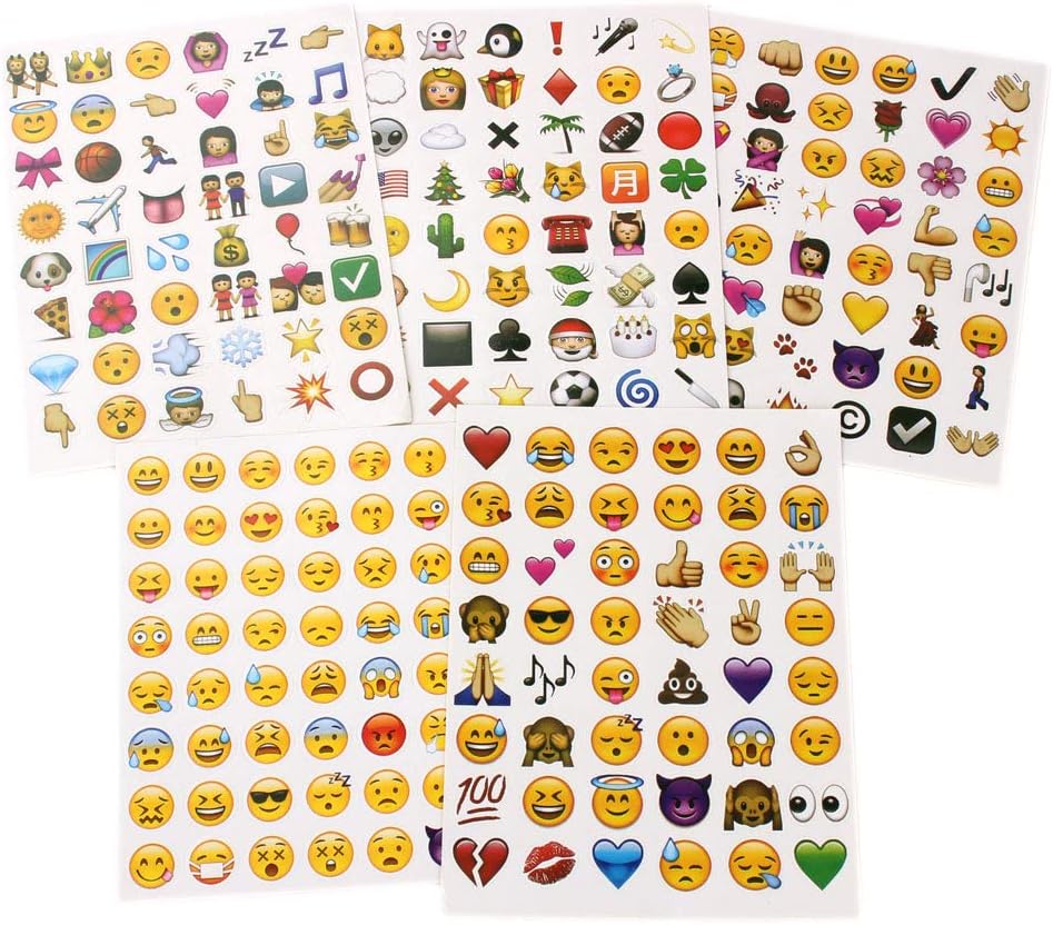 Amazon.com: Zicome Small Cute Emoji Face Stickers, 25 Sheets, Set of ...