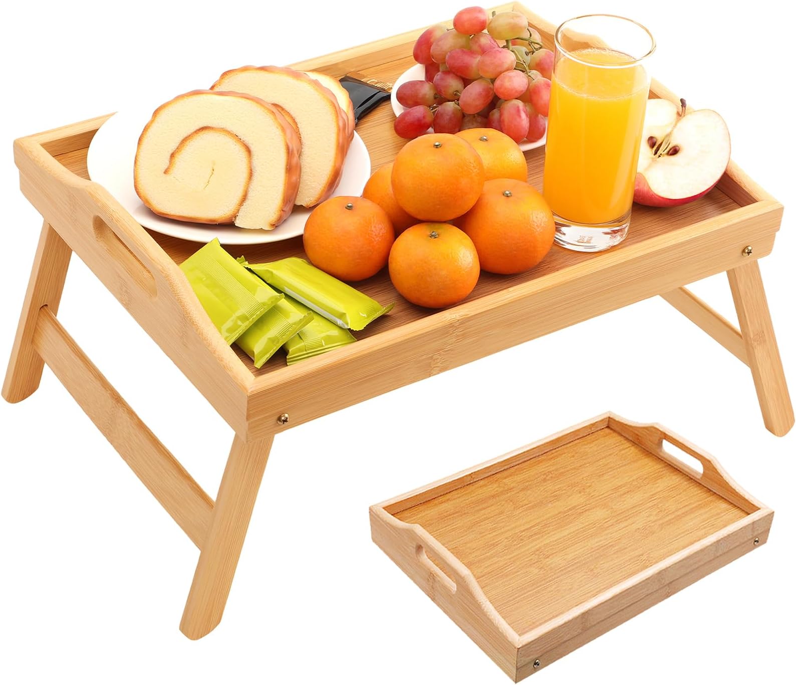 Amazon.com - Bed Tray Table with Folding Legs, Breakfast in Bed Tray ...