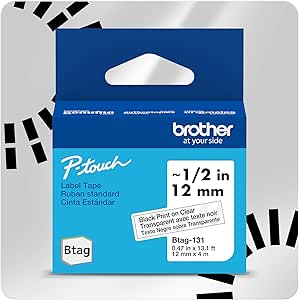 Brother ptouch 12mm Label Maker Tape Genuine Btag-131 P-Touch Label Tape for P-Touch PT-N10, PT ...