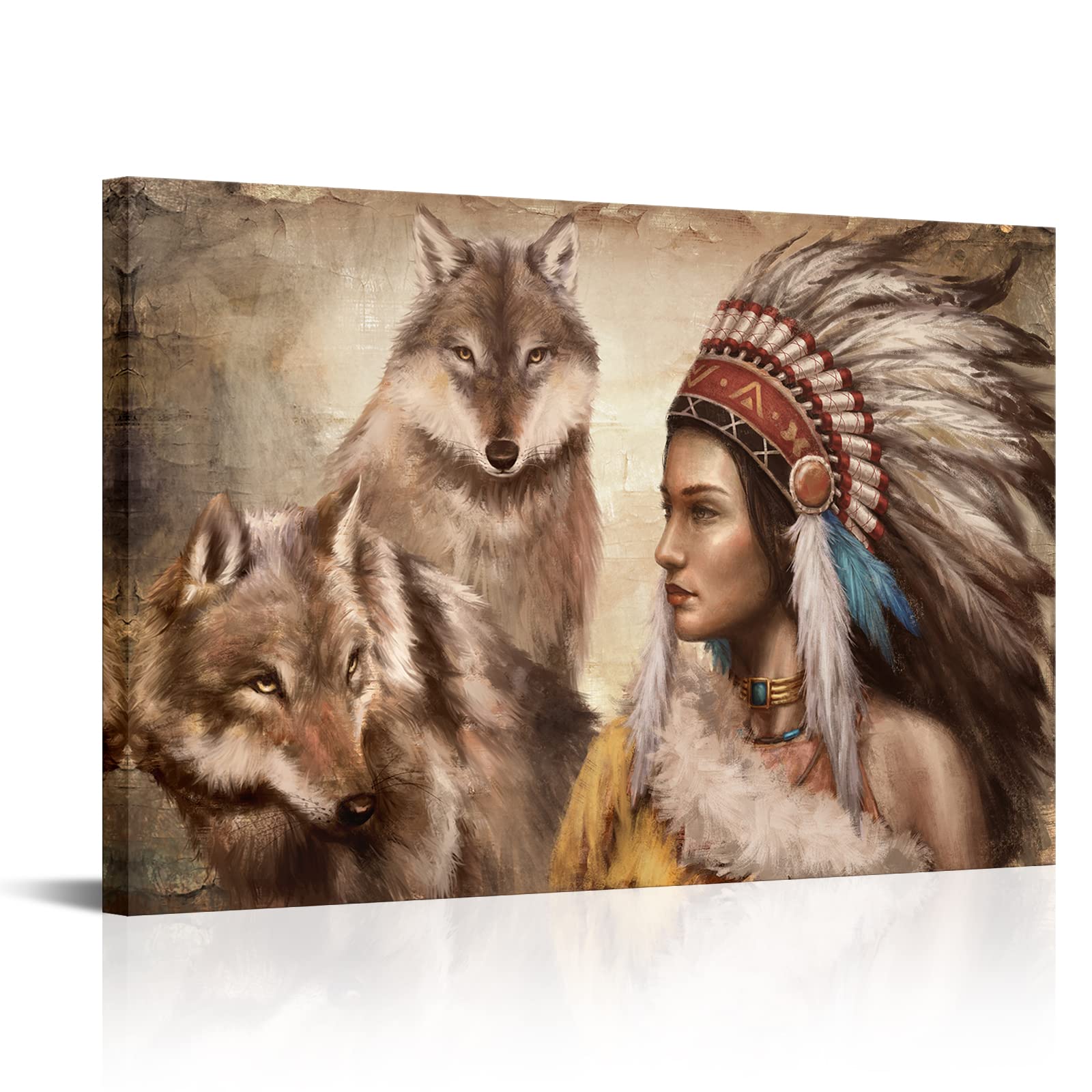 Native American Women And Wolves