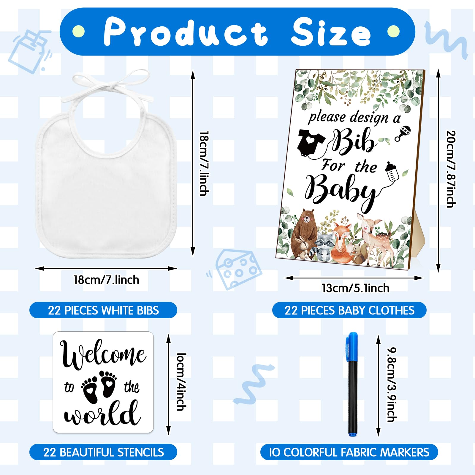 Snapklik.com : Newwiee 55 Pcs DIY Baby Bibs Set Includes 22 White ...
