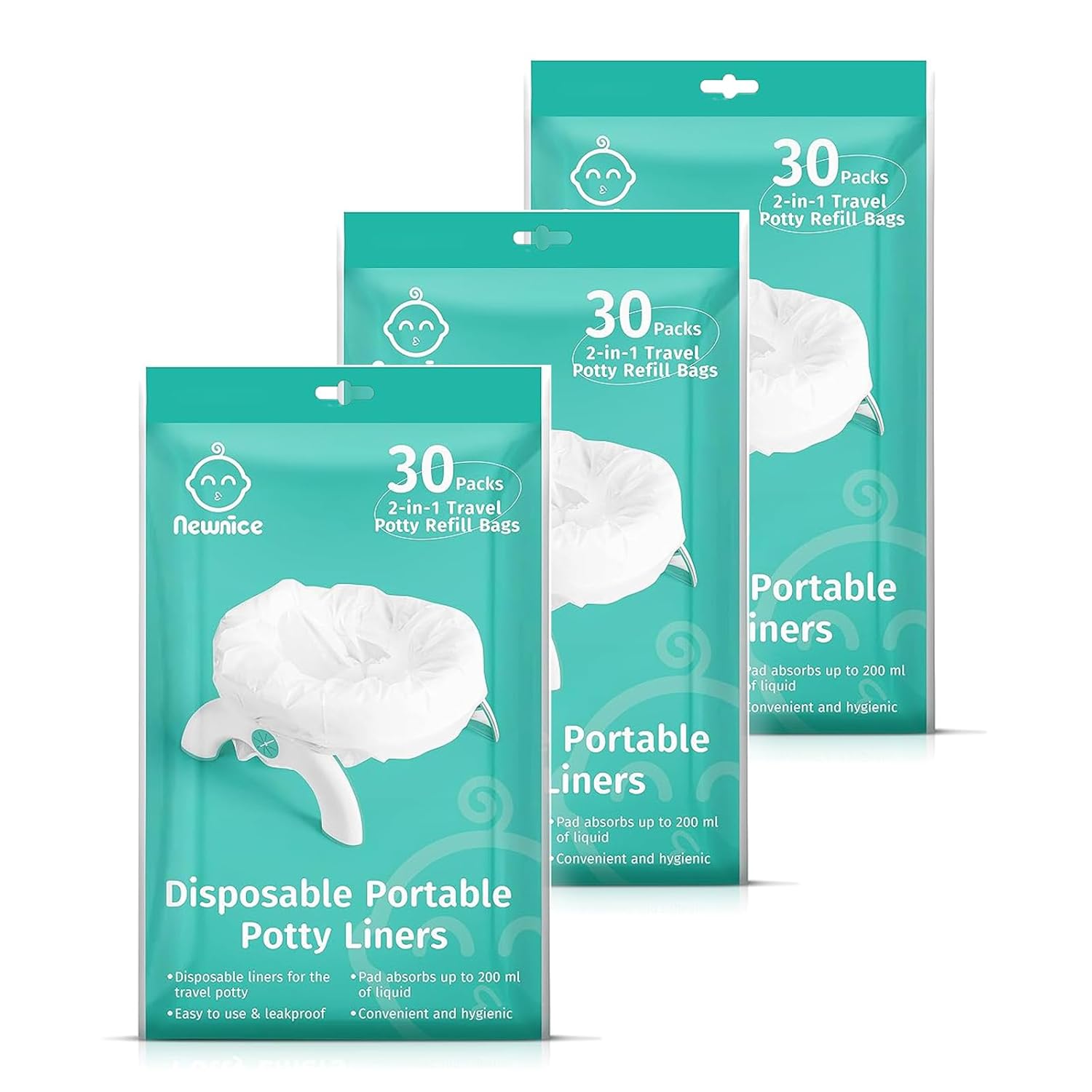 Amazon.com : Newnice 90 Packs Disposable Potty Liners With 200ML ...