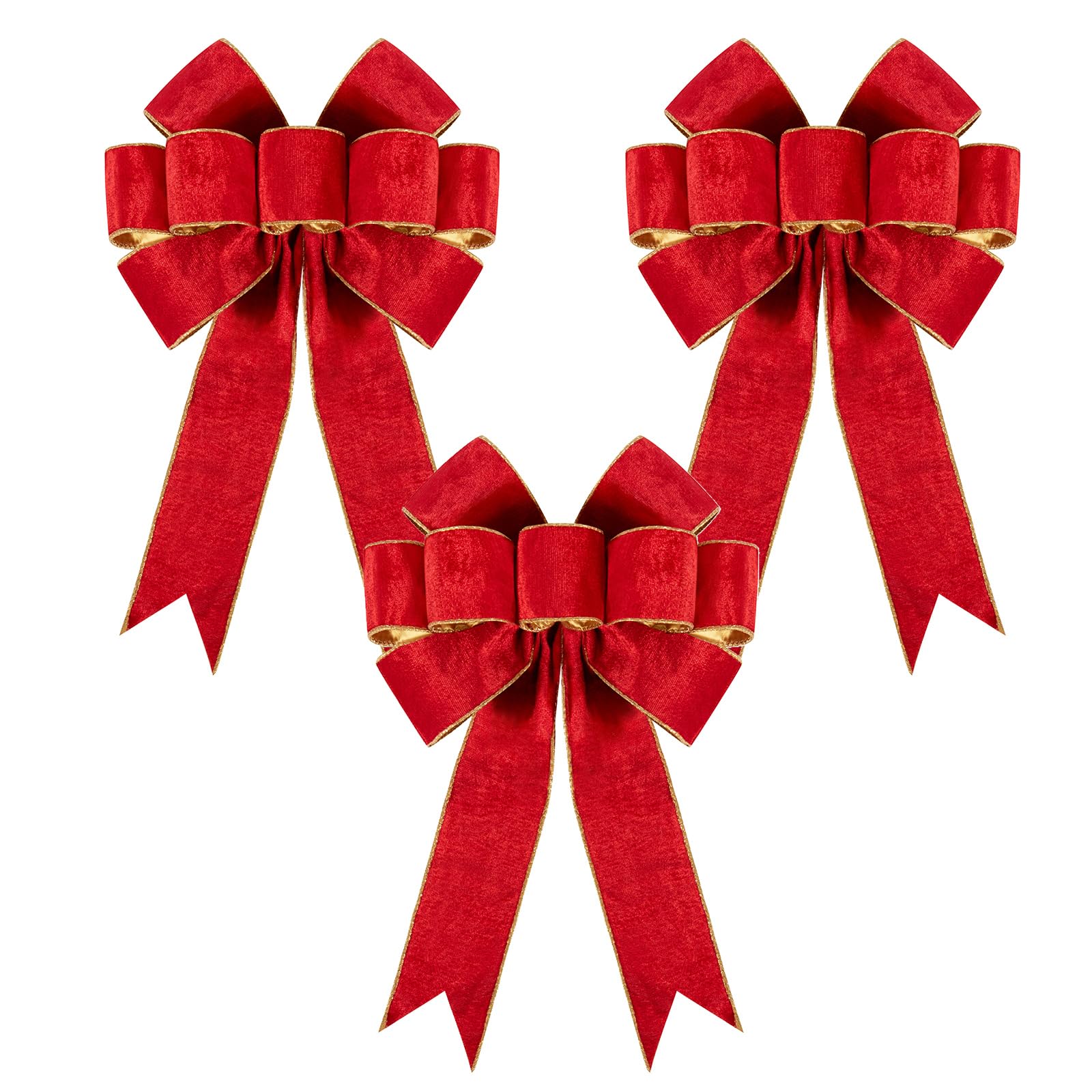 Amazon.com: Utehilly 3pcs Large Christmas Bows Velvet Red Bows Holiday ...