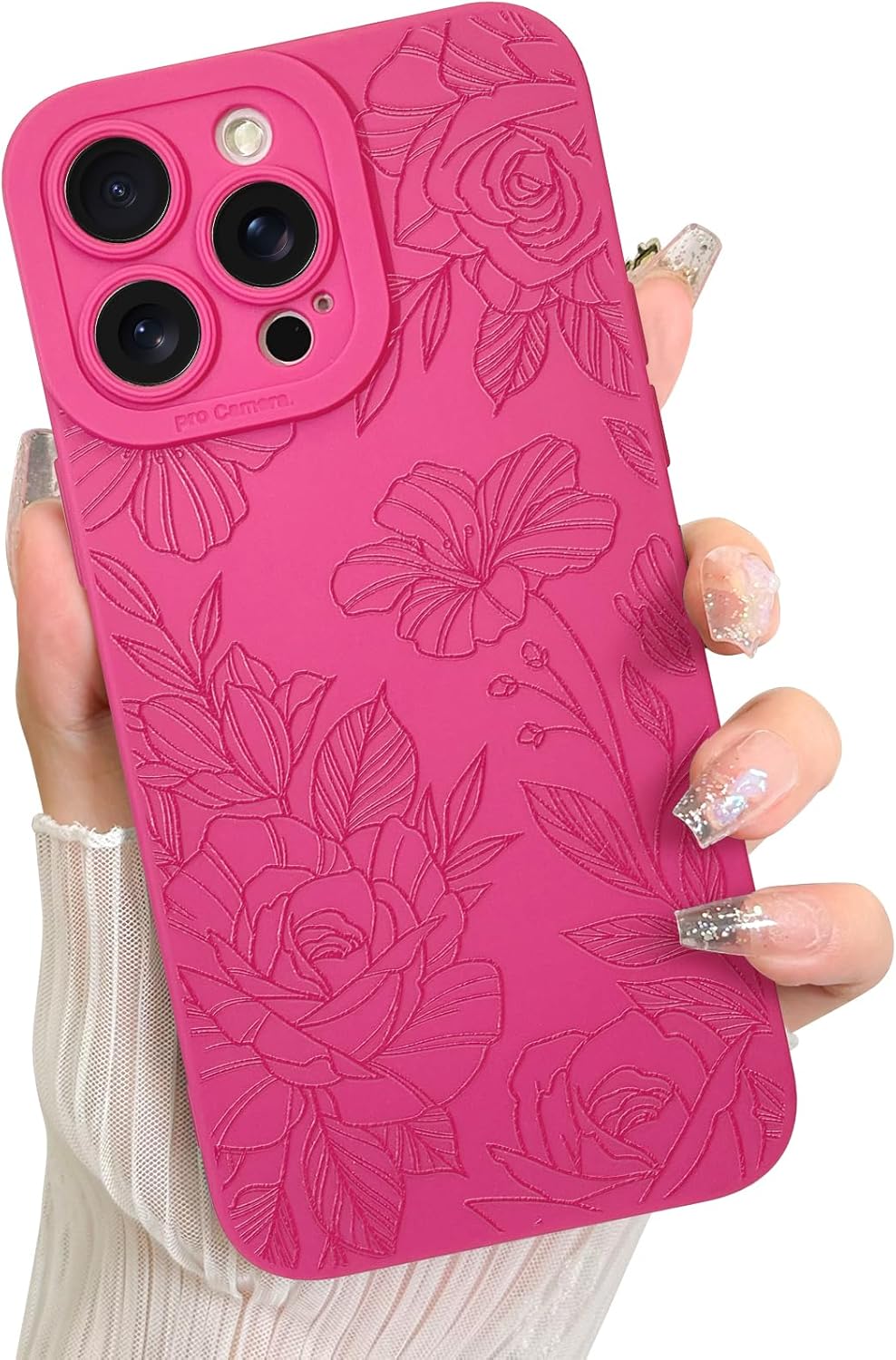 Amazon.com: LSL Case for iPhone 14 Pro Max Hot Pink Floral Flower ...