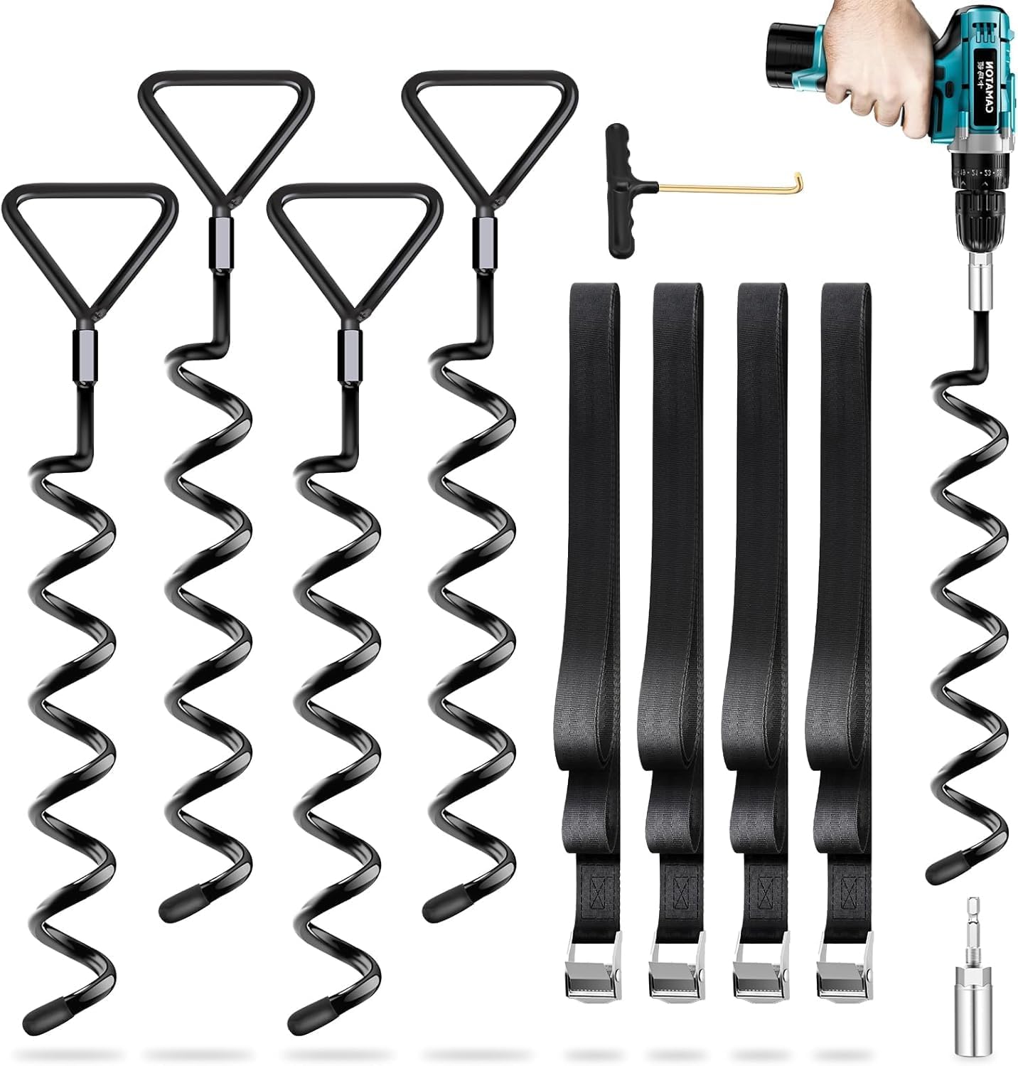 Payivsve Ground Anchor Pack of 4, Heavy Duty, High Wind Resistant with ...