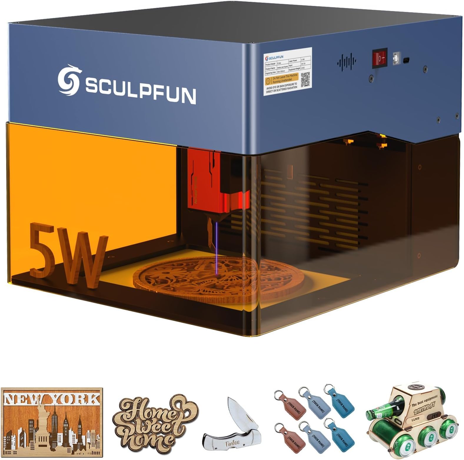 SCULPFUN iCube Pro 5W Mini Laser Engraving Machine, Desktop Laser ...