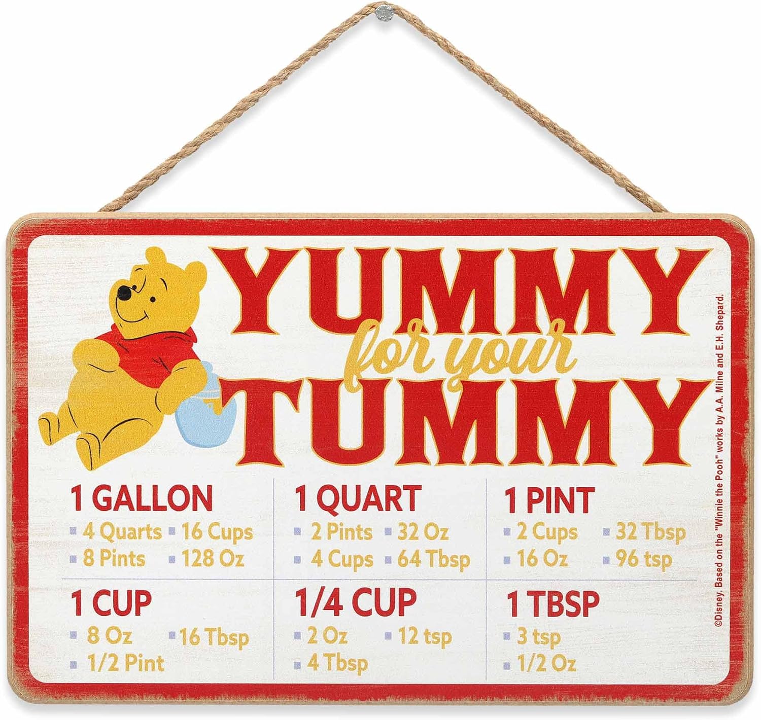 Amazon.com: Disney Winnie the Pooh Yummy for Your Tummy Hanging Wood ...