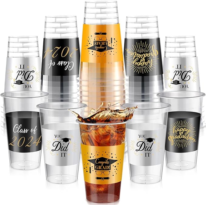 Amazon.com: Karenhi Graduation Cups Disposable 16 Ounce Plastic ...