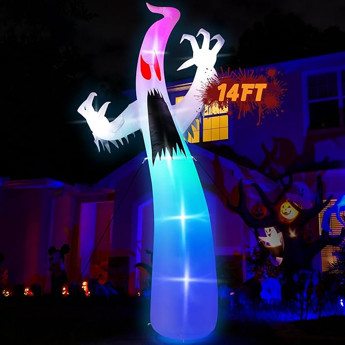 Amazon.com: 14 FT Halloween Outdoor Inflatables, Giant Scary Ghost ...