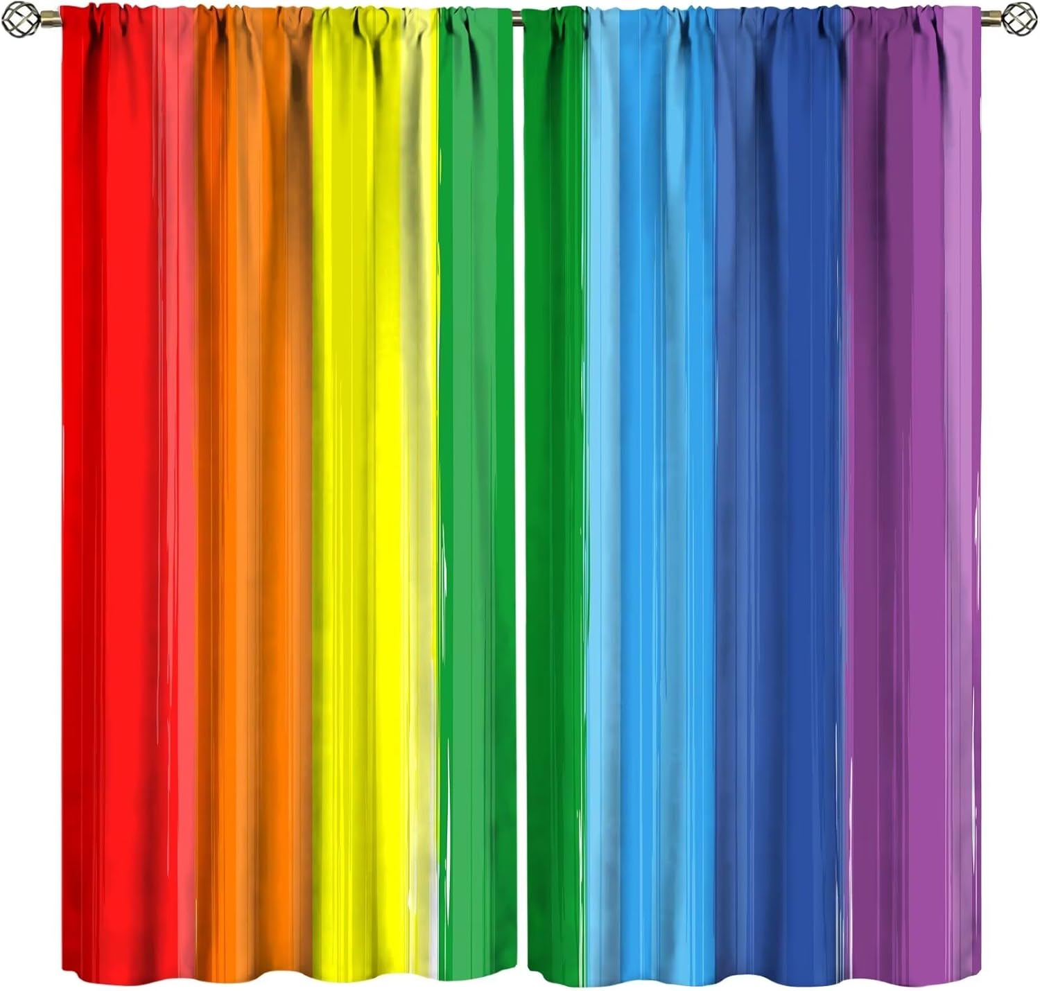 Amazon.com: ZhiRain Colorful Rainbow Curtains Colorful Curtain with Rod ...