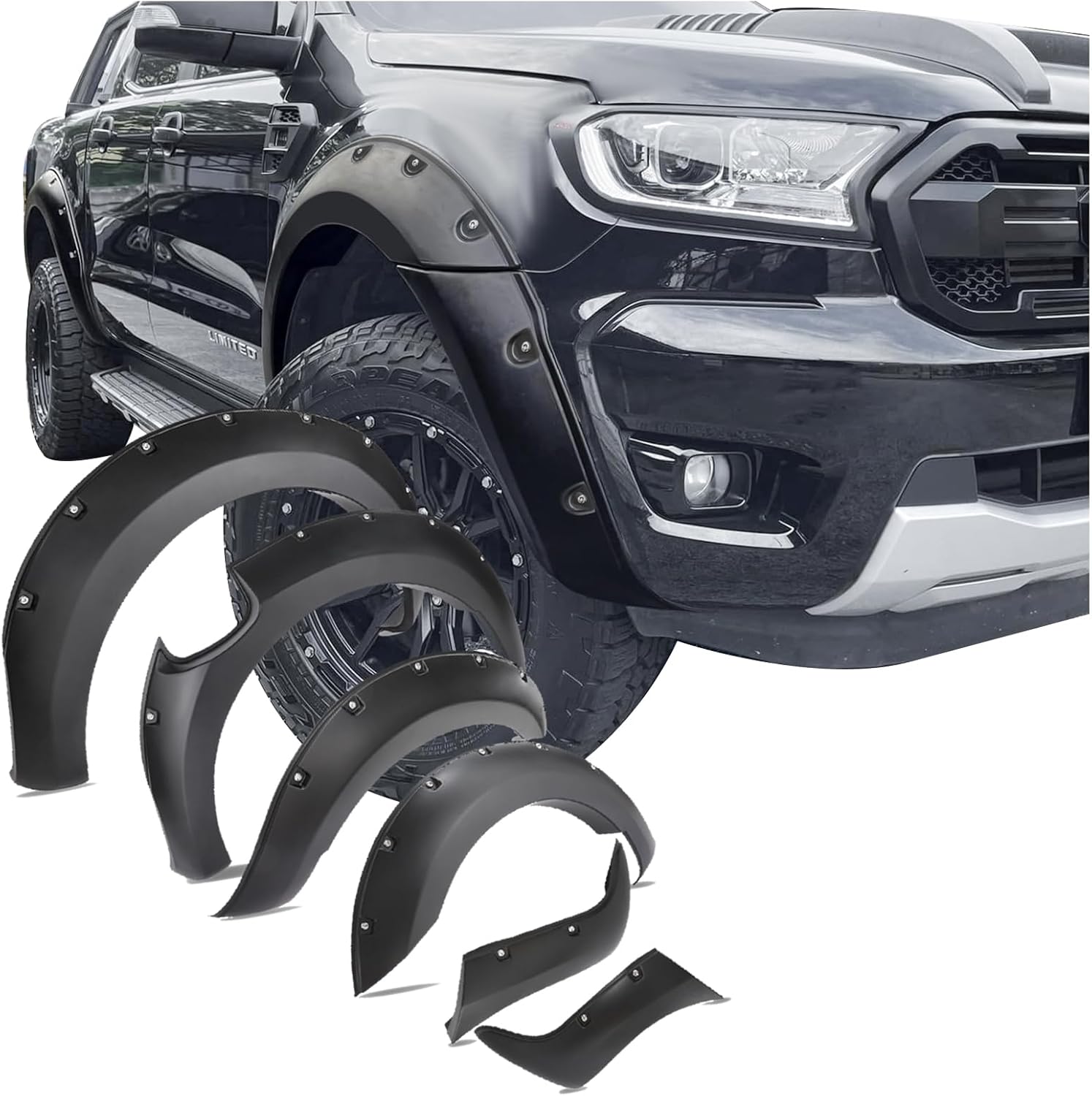 JHCHAN Wheel Arch Extension Kits For Ford Ranger 2019-2022 Wide Arches ...