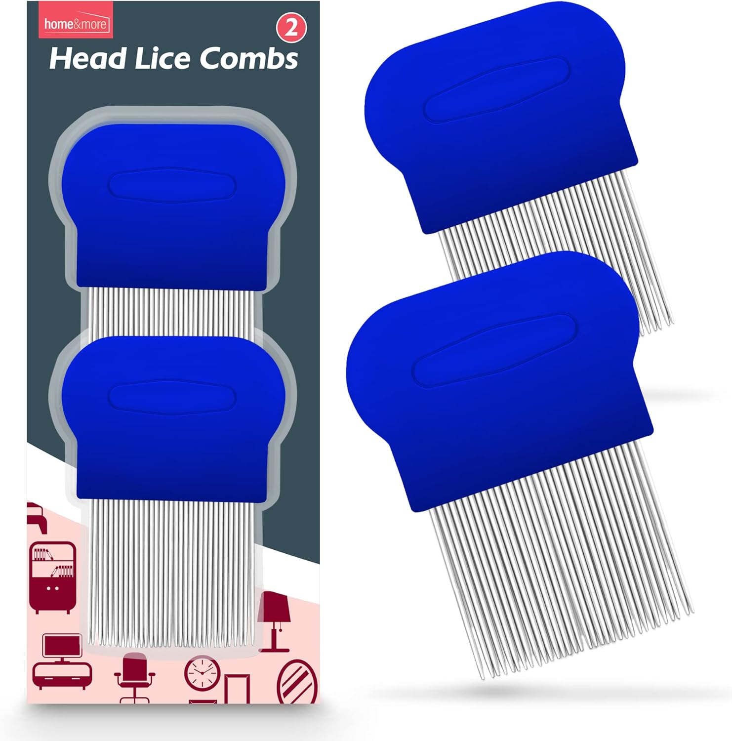SOL 2pk Head Lice Combs for Kids & Adults - Metal Nit Comb with Micro ...
