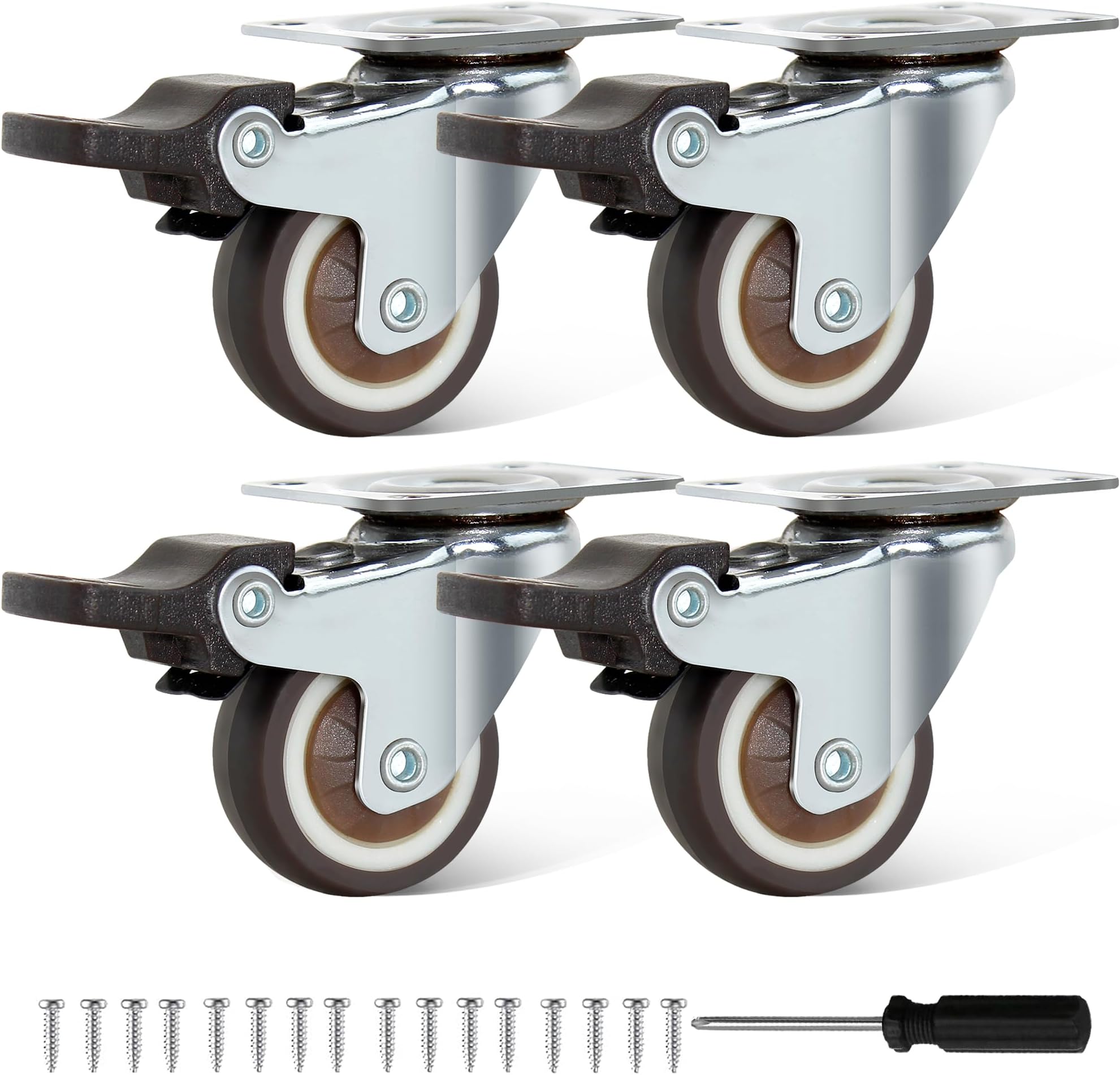 Amazon.com: bayite 4 Pack 1" Low Profile Casters Wheels Soft Rubber ...