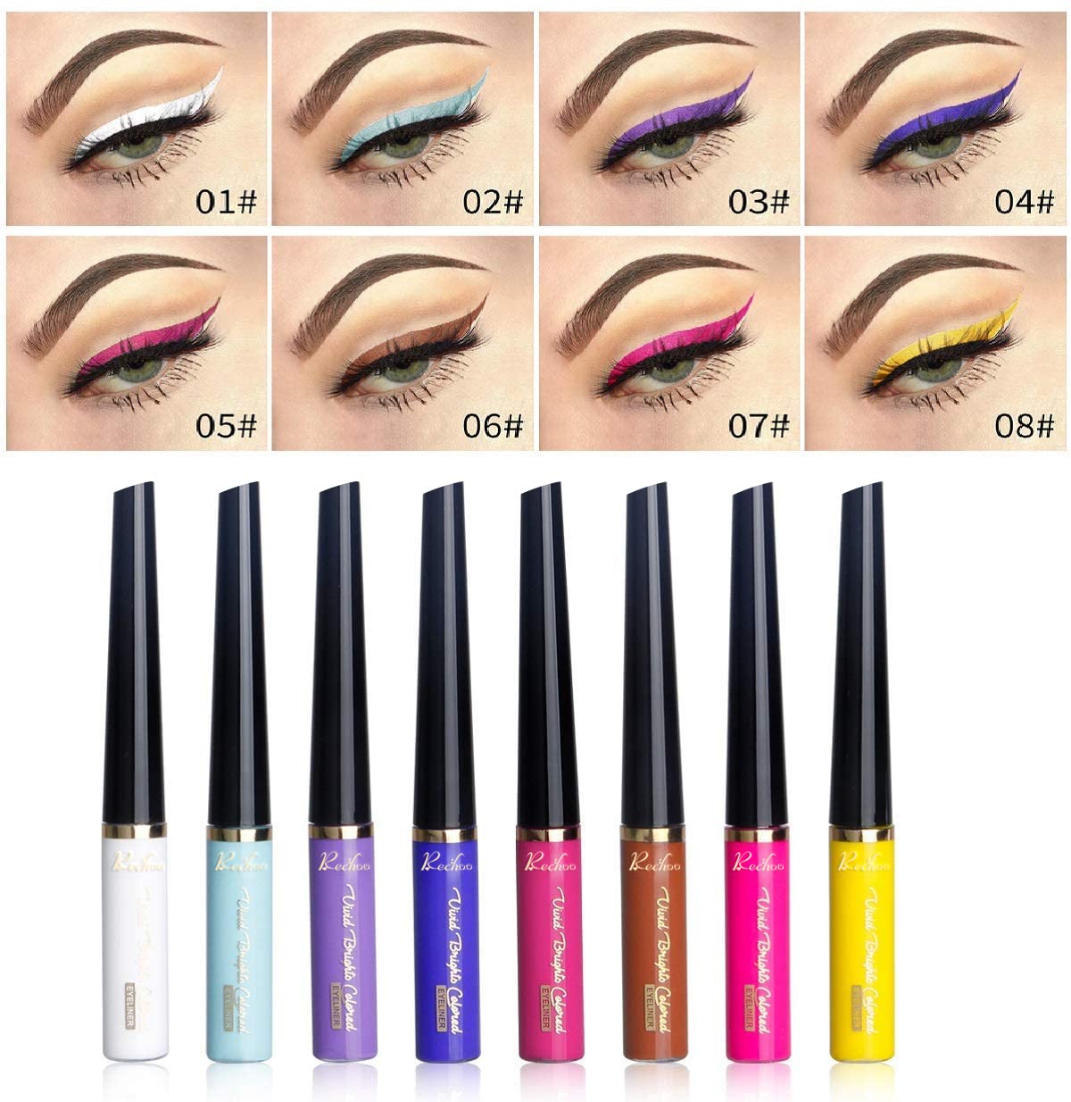 Rechoo – Juego de delineadores de ojos líquidos mate 16 colores mate y ...