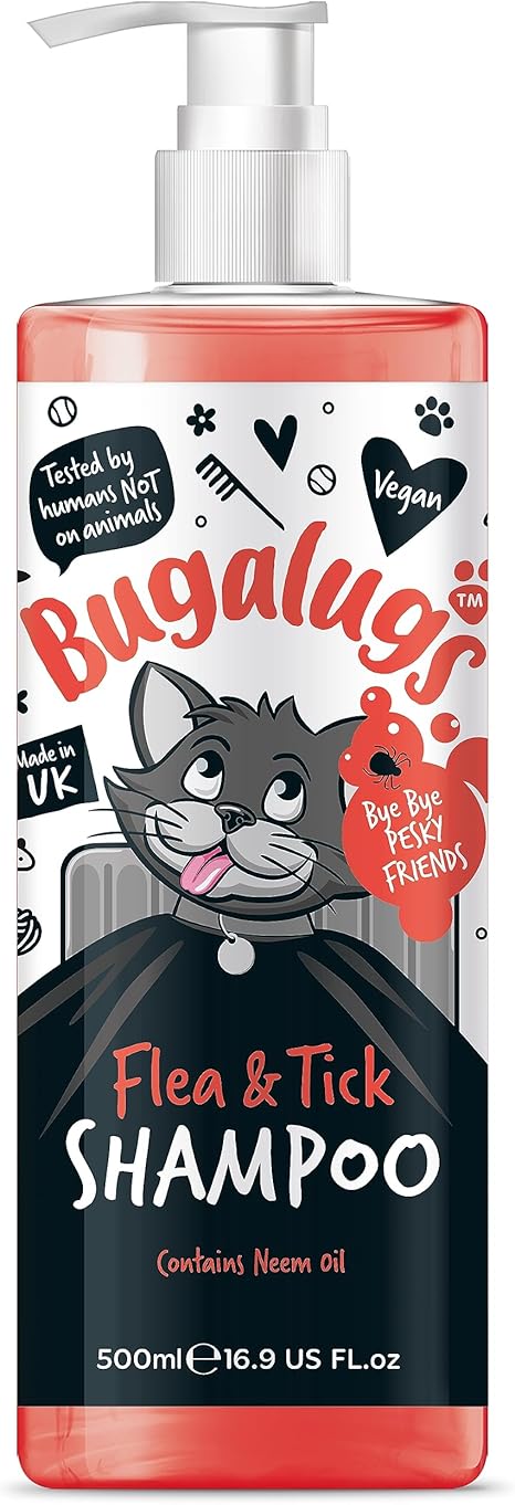 Flea and Tick Cat Shampoo by Bugalugs 500ml, Deep Cleansing Shampoo for ...
