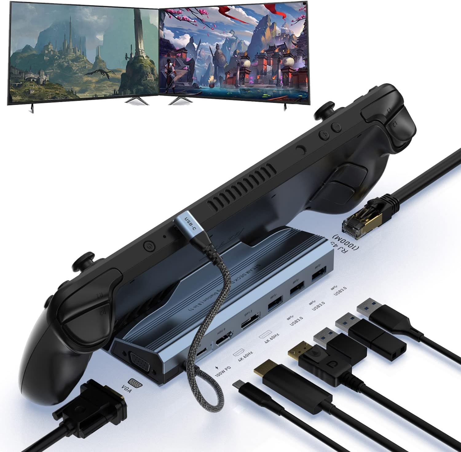 Amazon.com: Upgraded 8 in 1 Docking Station for Steam Deck, Steam Deck ...