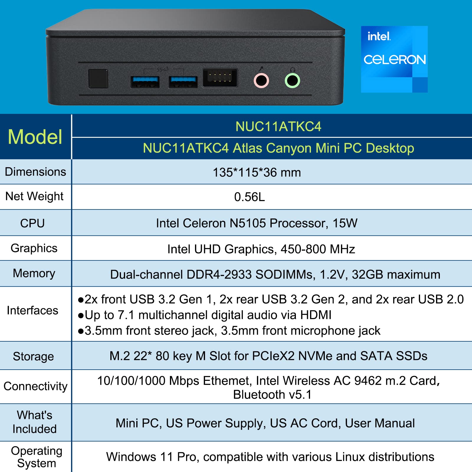 Snapklik.com : Intel NUC 11, Atlas Canyon NUC11ATKC4 Win11 Pro Mini PC ...