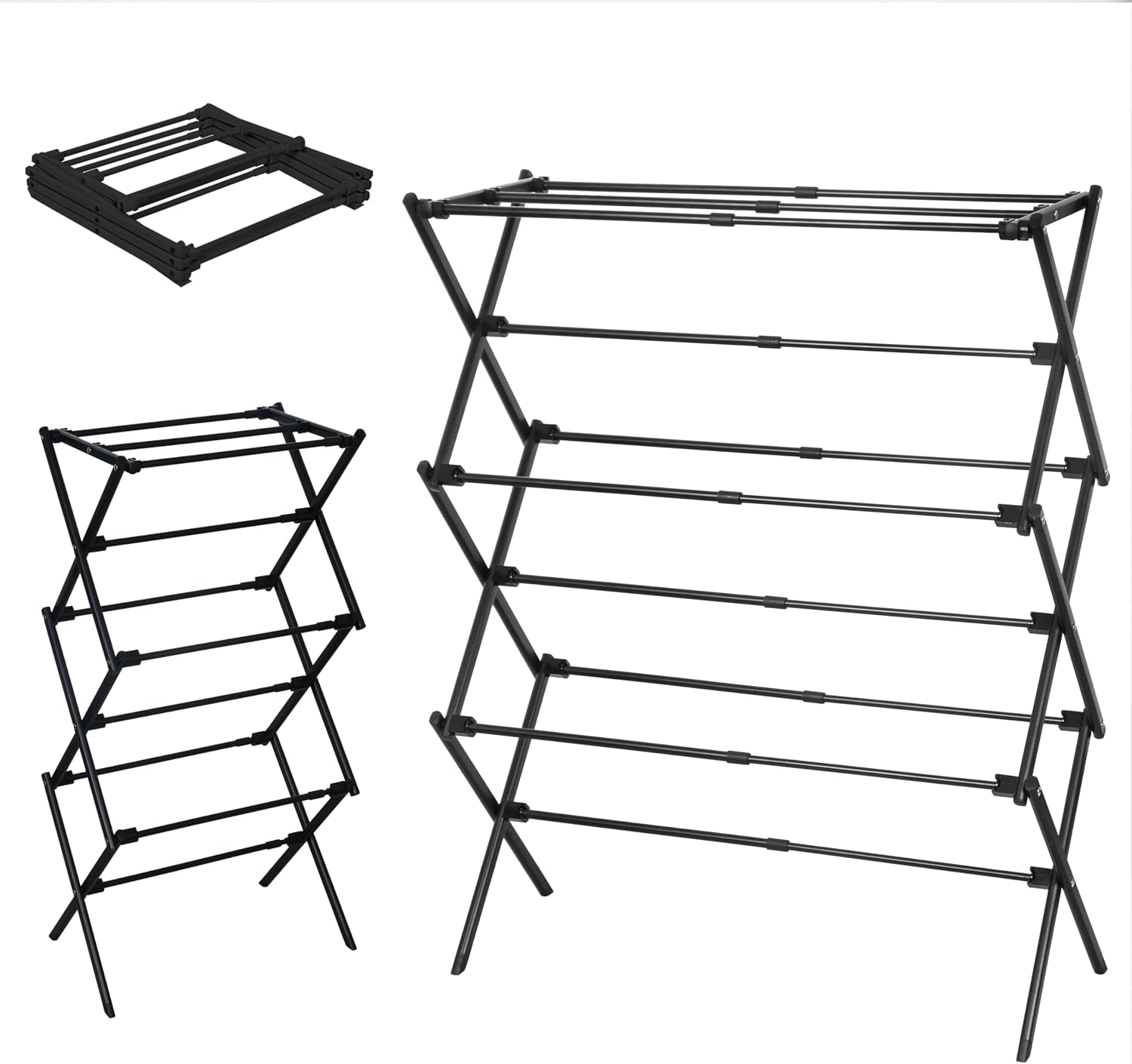 LOFTEY 3 Tier Clothes Airer, Extendable Cloth Laundry Drying Rack ...