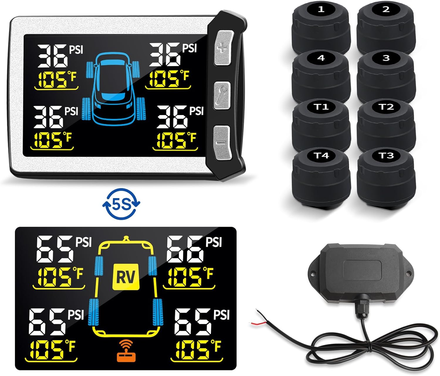Amazon.com: Masoll RV/Trailer Tire Pressure Monitoring System, Tire ...