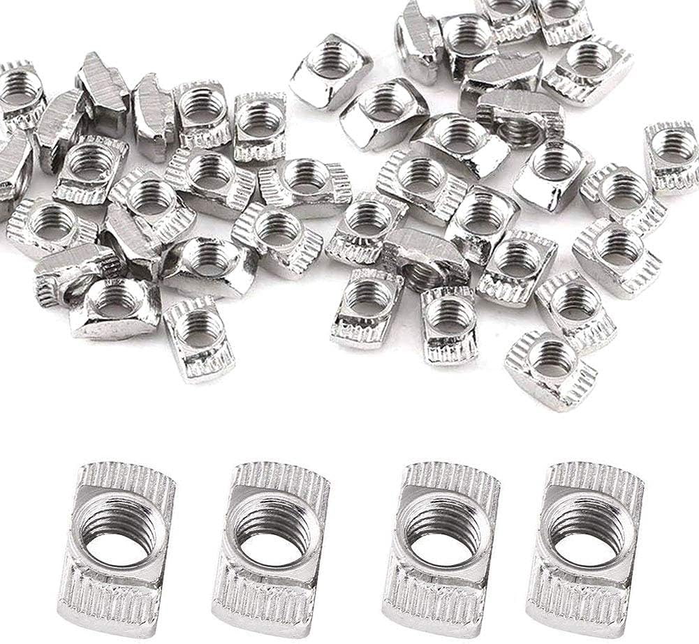Amazon.com: 100Pcs 2020 Series M5 T-Nuts Carbon Steel Nickel-Plated ...