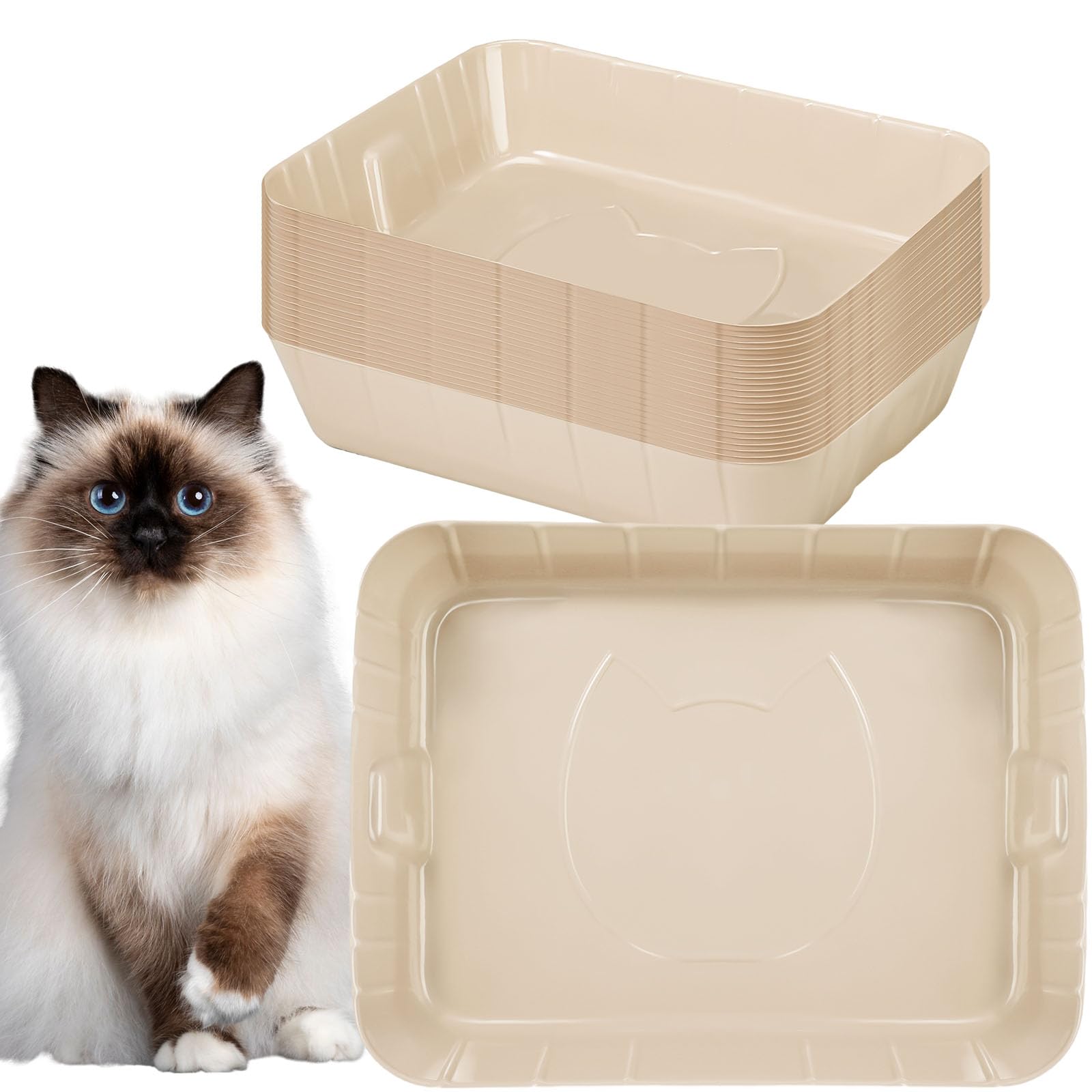 Amazon.com: Bokon 25 Pcs Disposable Litter Boxes for Cats Plastic Cat ...