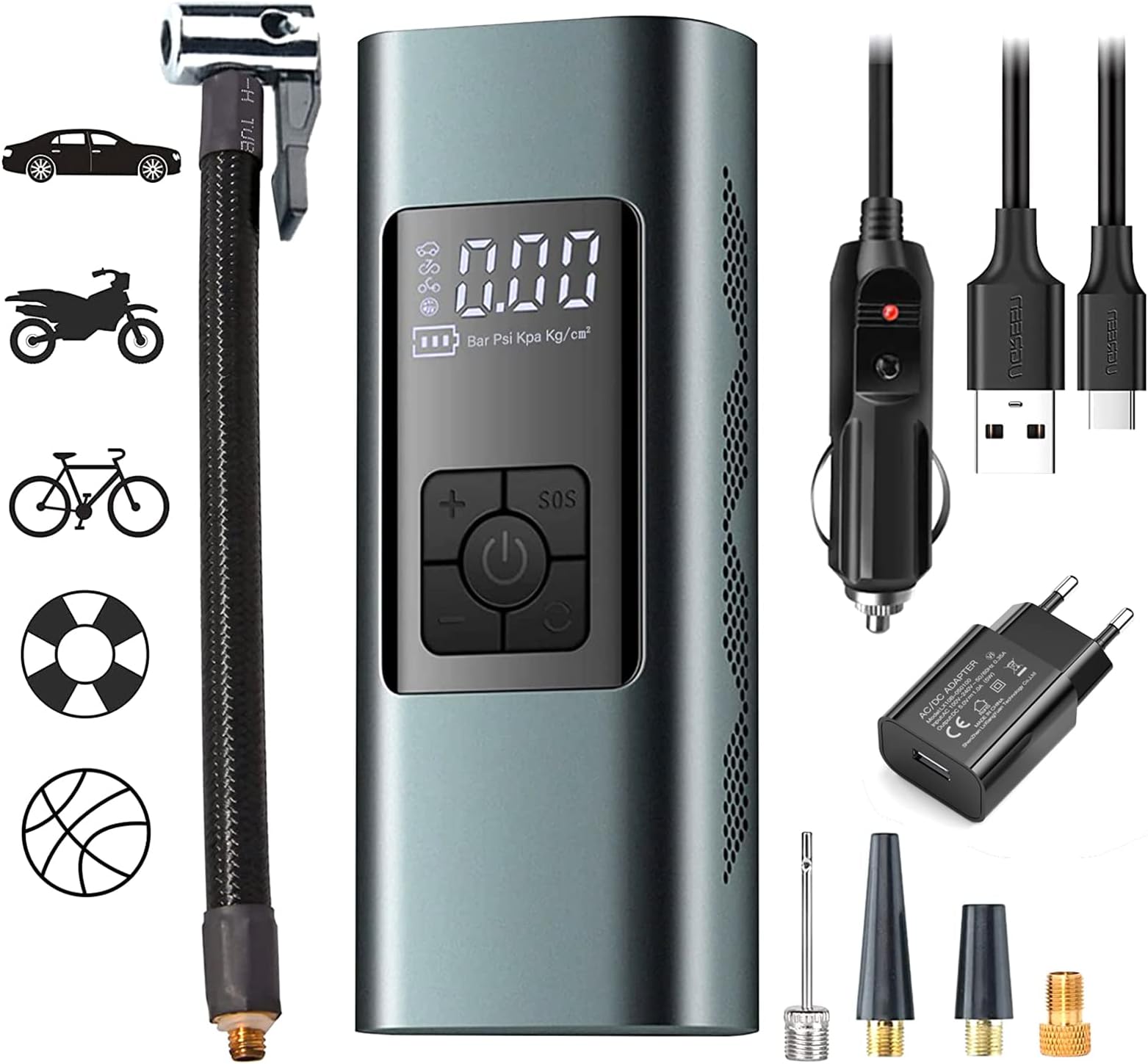 Cxy 7500mAh Akku Luftpumpe Fahrrad, Elektrischer Kompressor Tragbare ...