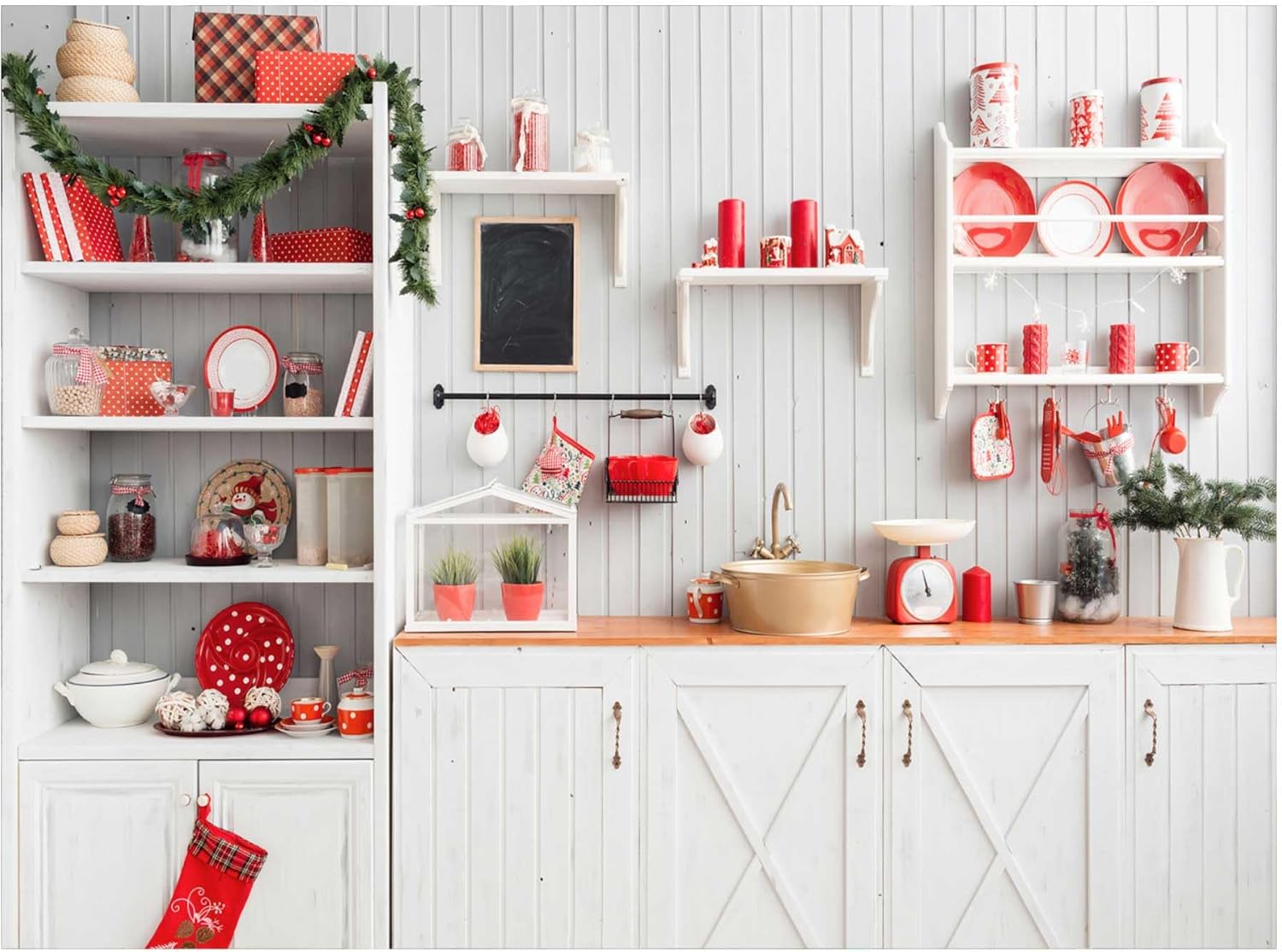 Amazon.com : Funnytree 8x6ft Christmas Modern Kitchen Photography ...