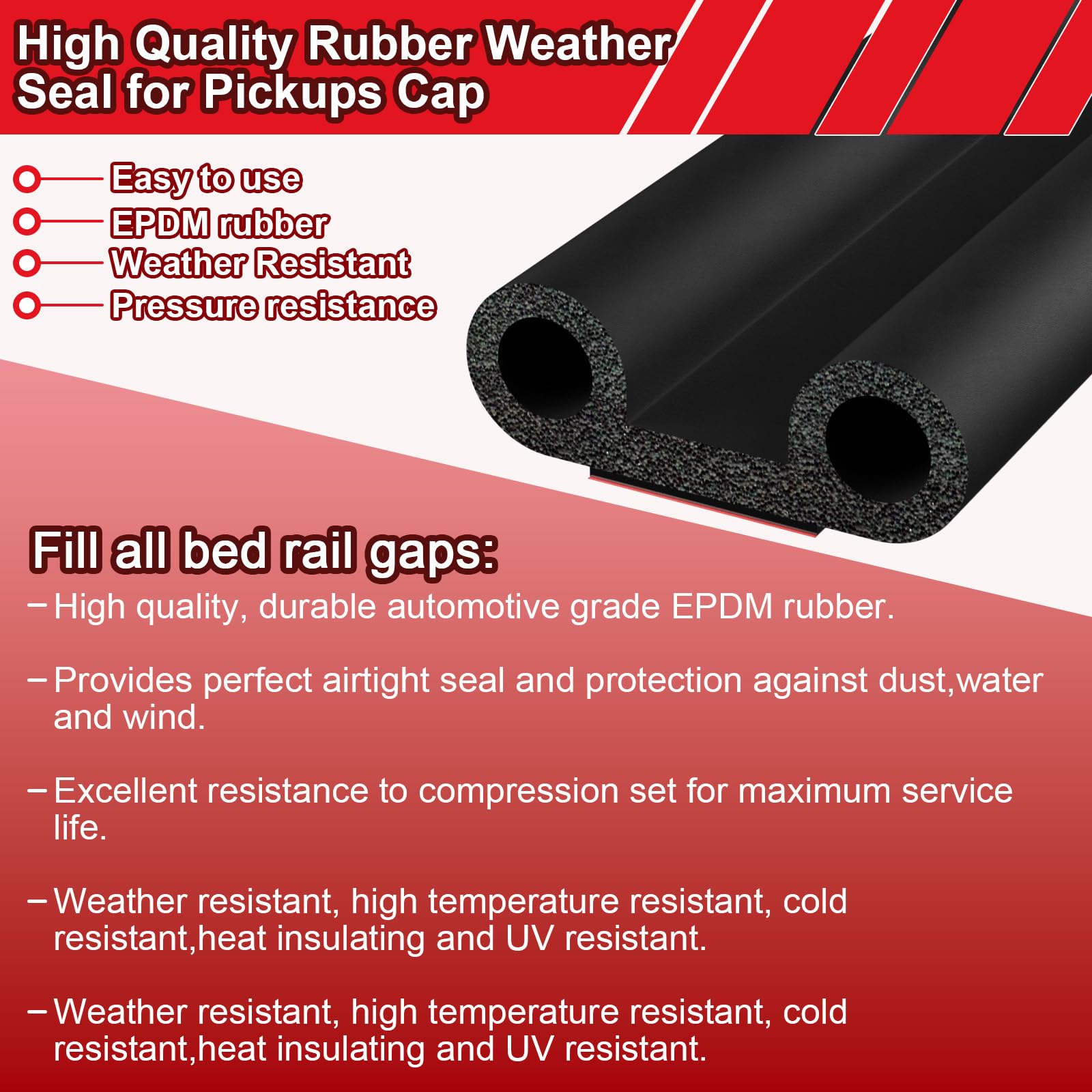 Snapklik.com : 25Ft Adhesive Truck Tailgate Seal, Tonneau Cover Seal ...