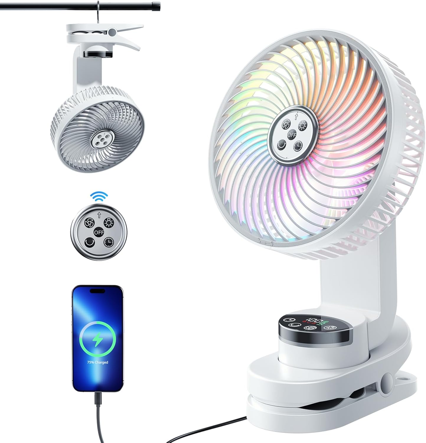 Amazon.com: Clip On Fan,10000mAh Rechargeable Personal Fans,8-Inch ...