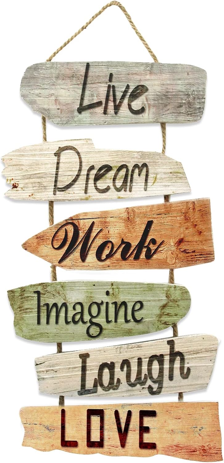 Rustic Wooden Wall Sign with Inspiring Words for India | Ubuy