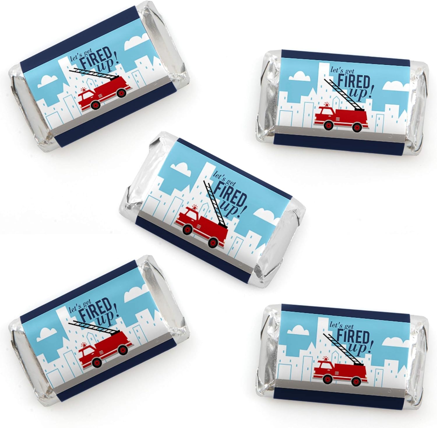 Amazon.com: Big Dot of Happiness Fired Up Fire Truck - Mini Candy Bar ...
