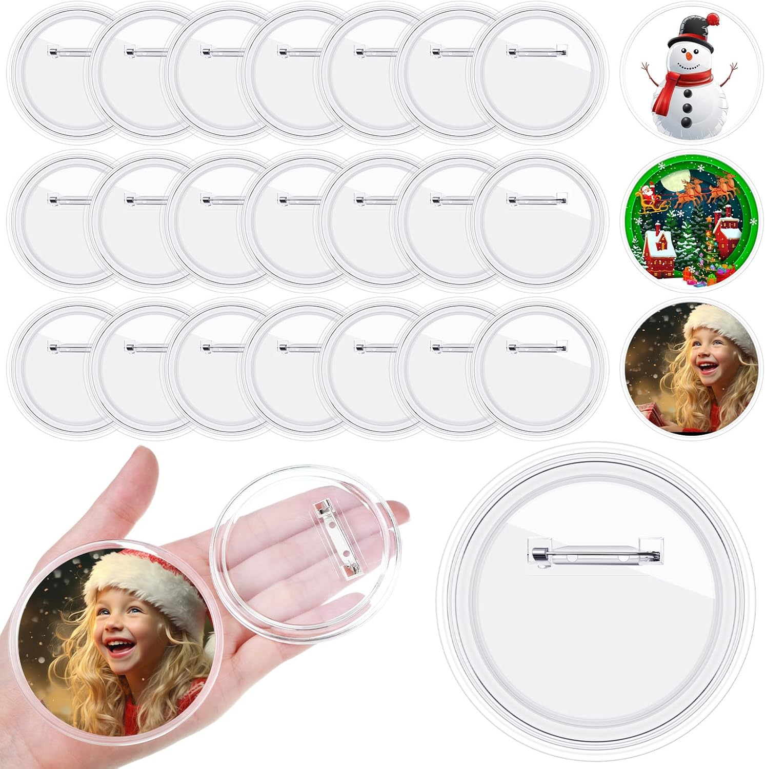 Amazon.com: Daifunli 24 Pcs Sublimation Buttons Blanks with Pins 3 Inch ...