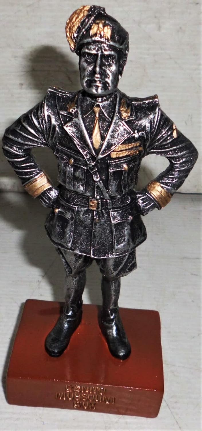 MUSSOLINI STATUA SCULTURA DUCE COLLEZIONISMO COLORE GRIGIO-ORO ...