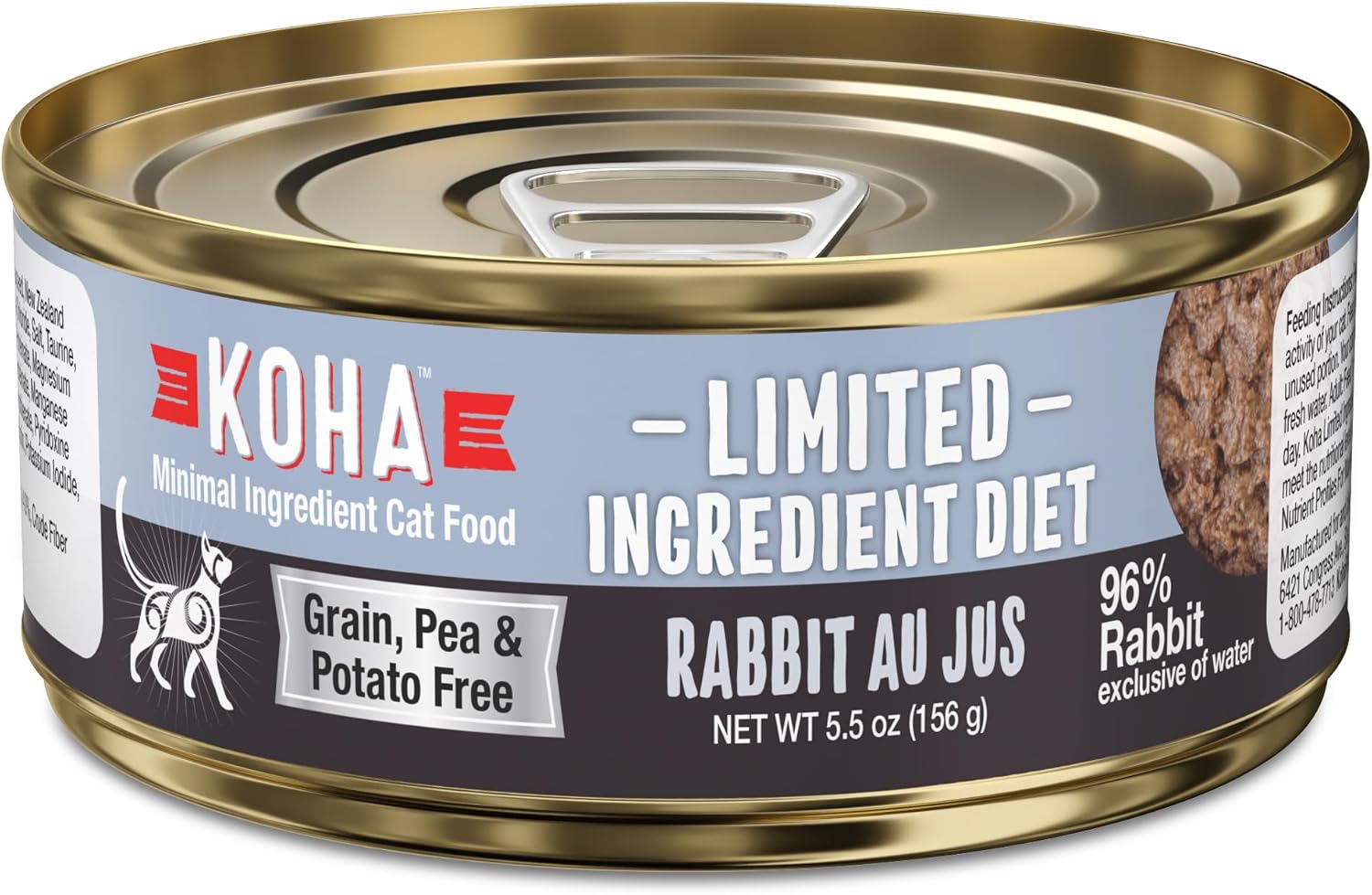 Amazon.com : KOHA Limited Ingredient Diet Rabbit Pate for Cats - Single Meat Wet Cat Food for ...