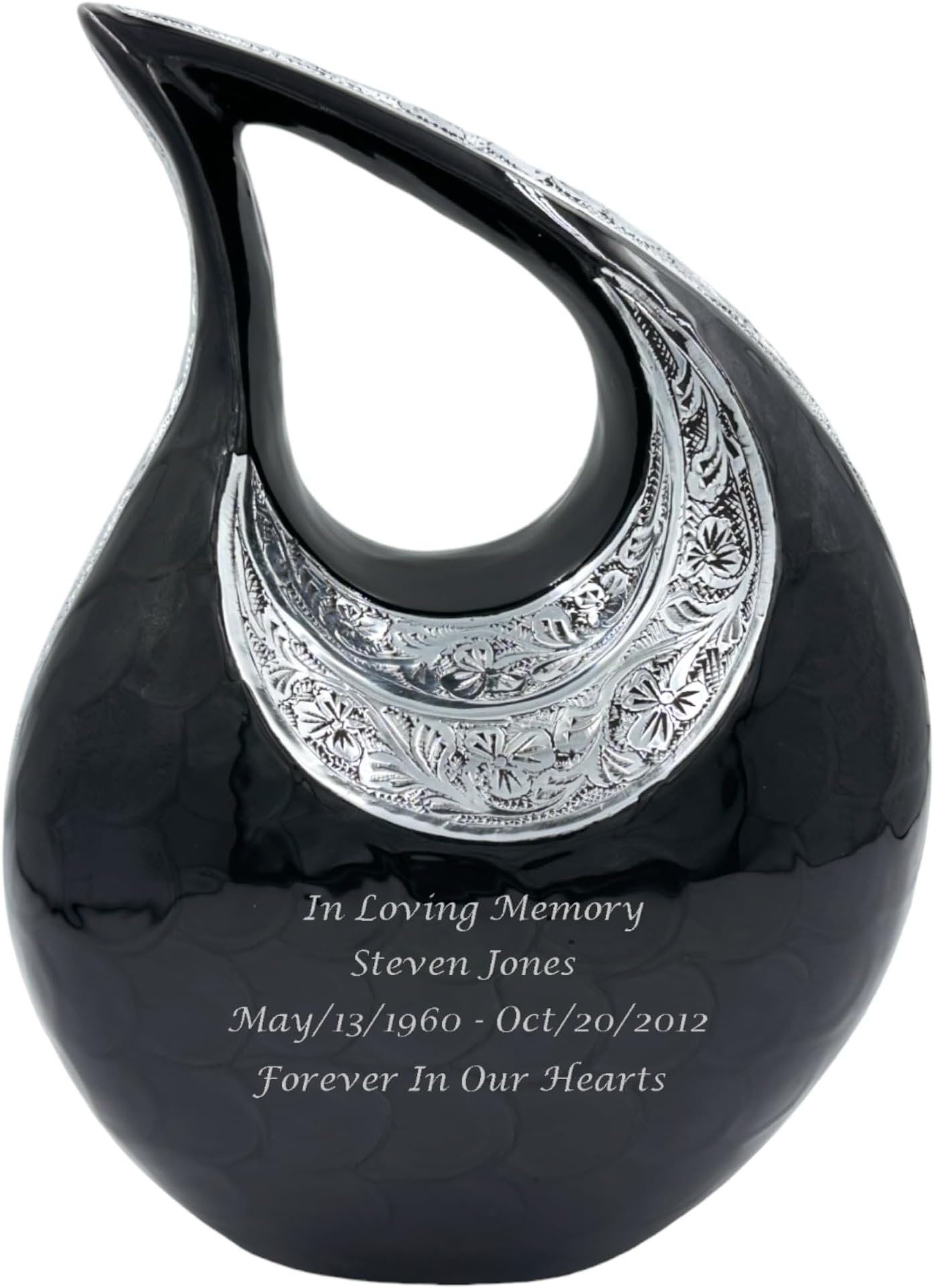 Amazon.com: Black Cremation Urn with Velvet Bag - Personalized ...