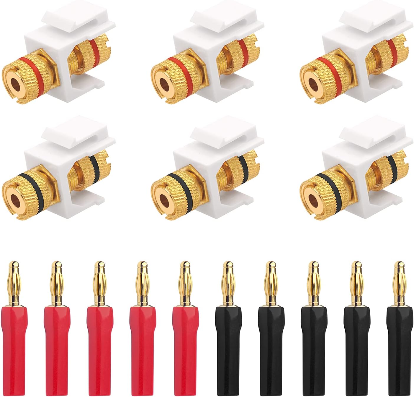 Amazon.com: VCE 6-Pack Banana Jack Binding Post Keystone Jack Insert ...