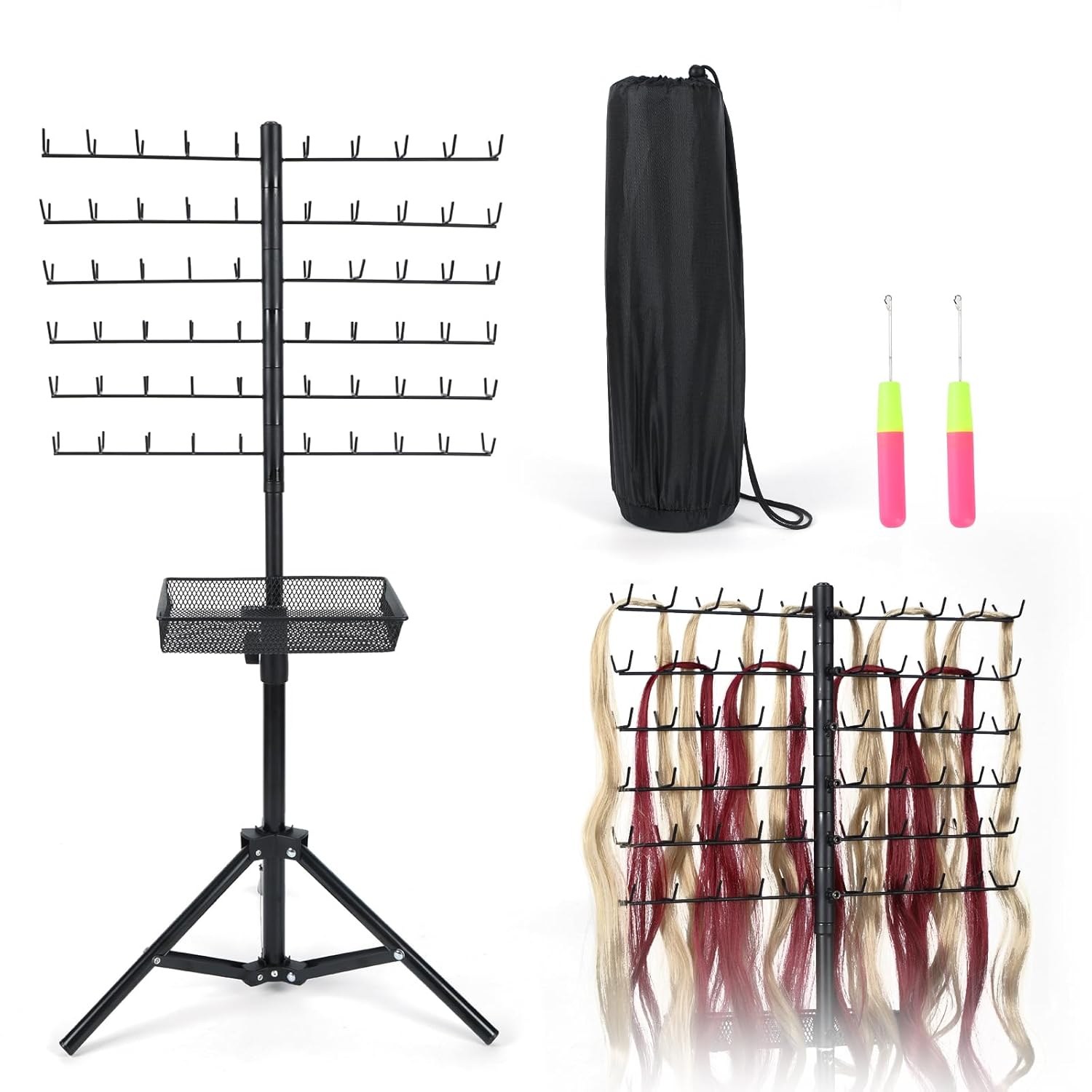 Amazon.com: Joyvilla Braiding Hair Rack, Height Adjustable Hair ...