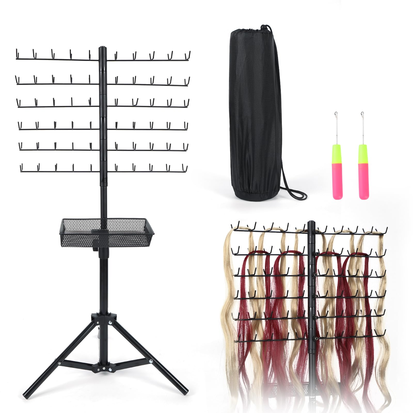 Amazon.com: Joyvilla Braiding Hair Rack, Height Adjustable Hair ...