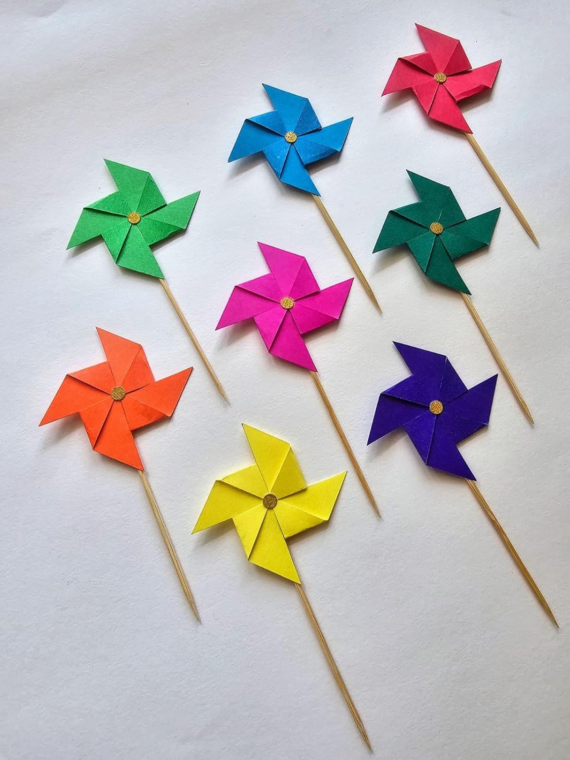 The Banner Company | Set of 8 Pinwheel Cupcake Toppers | Colorful Party ...