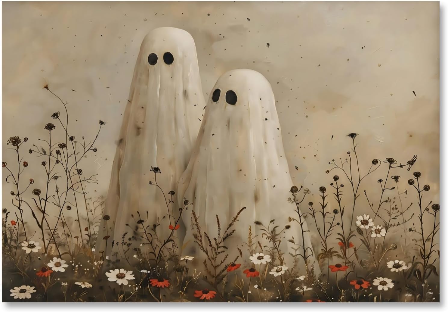 Amazon.com: Vintage Cute Ghosts in Wildflower Meadow Canvas Wall Art ...