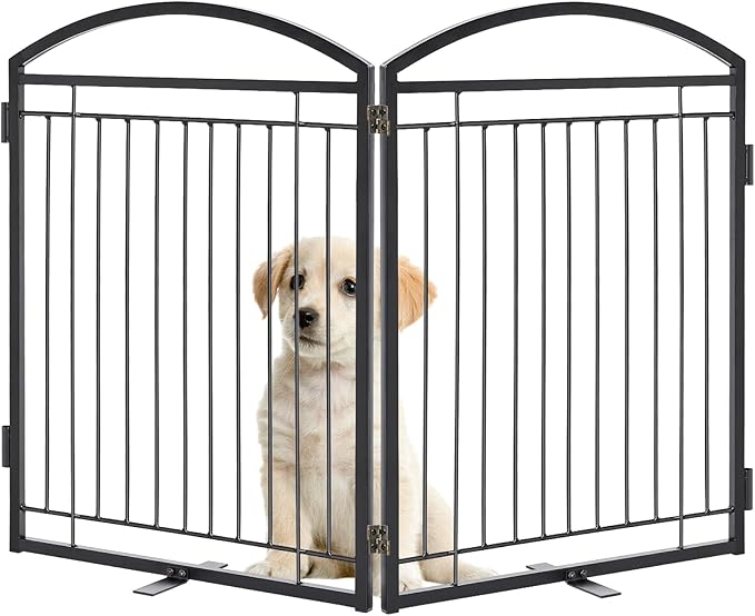 Amazon.com : Jeyew Full Metal Freestanding Dog Gate with Door,Metal ...