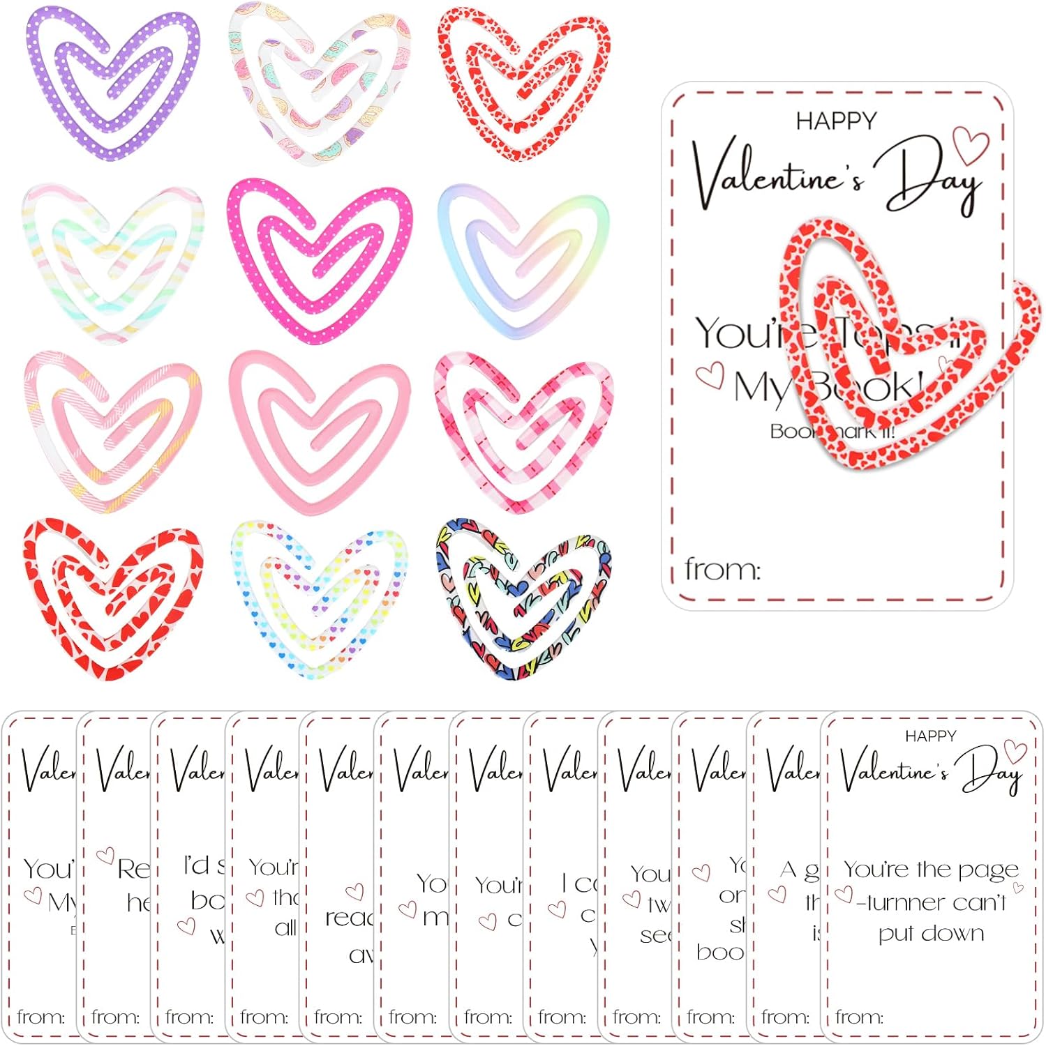 Amazon.com : Tinlade 24 Set Valentines Day Bookmarks Jumbo Acrylic ...