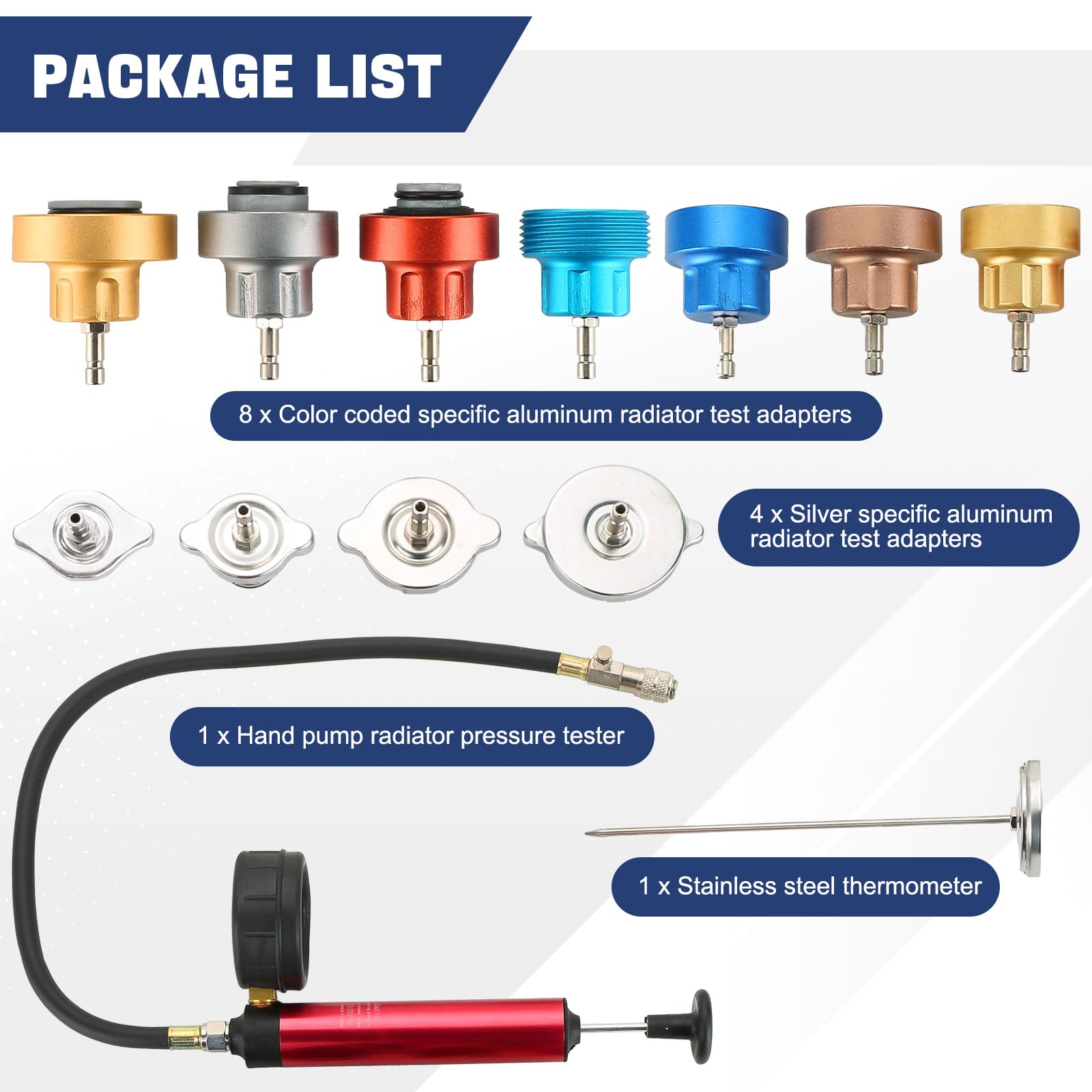 Snapklik.com : DASBET Radiator Pressure Leakage Tester Tool Kit, 14PCS ...