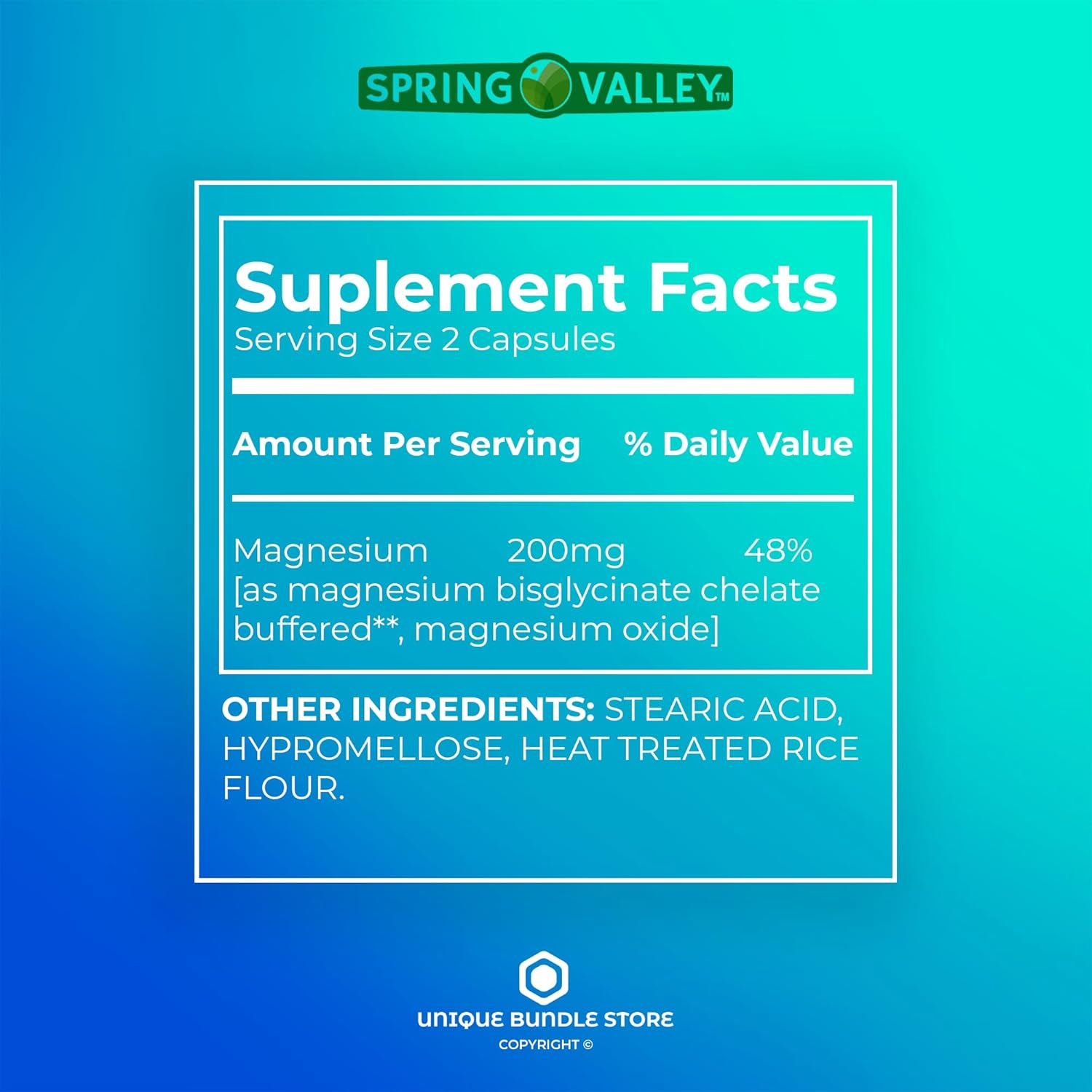 Spring Valley, magnesio 200 mg, 60 cápsulas de magnesio, apoyo para el ...