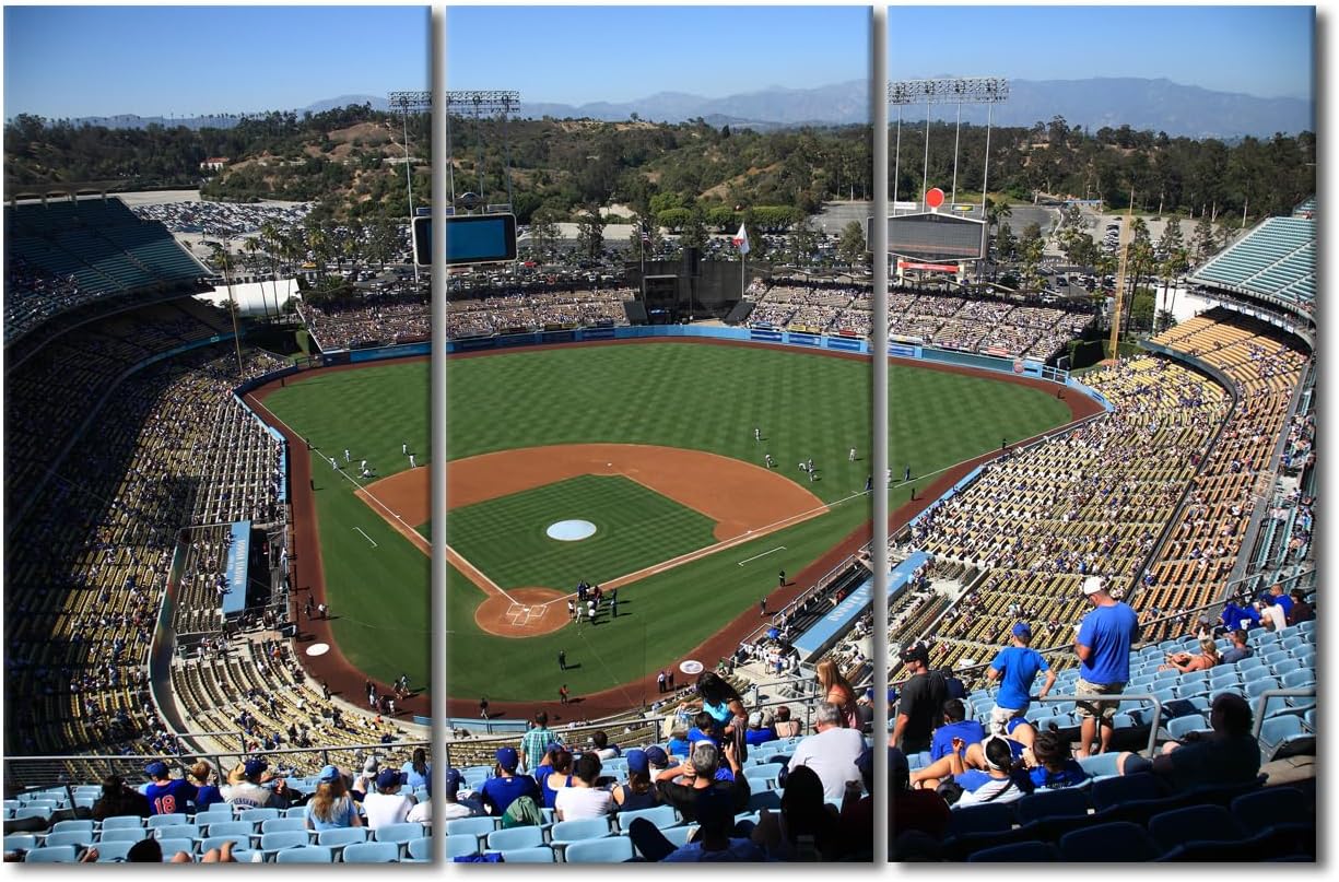 Amazon.com: 3 Panels Baseball Field Home Decor Wall Dodger Stadium ...
